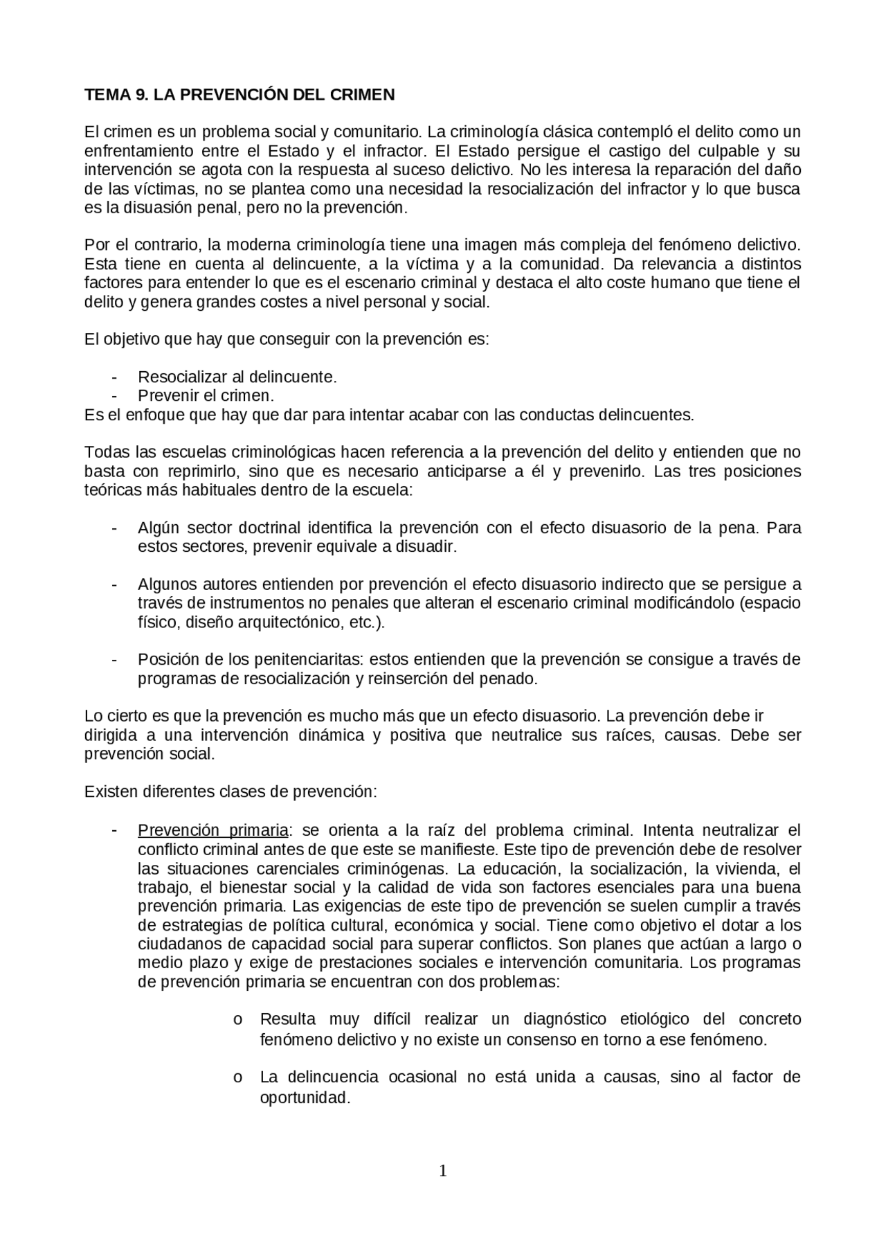 Tema 9 Criminología I Apuntes De Criminología Docsity