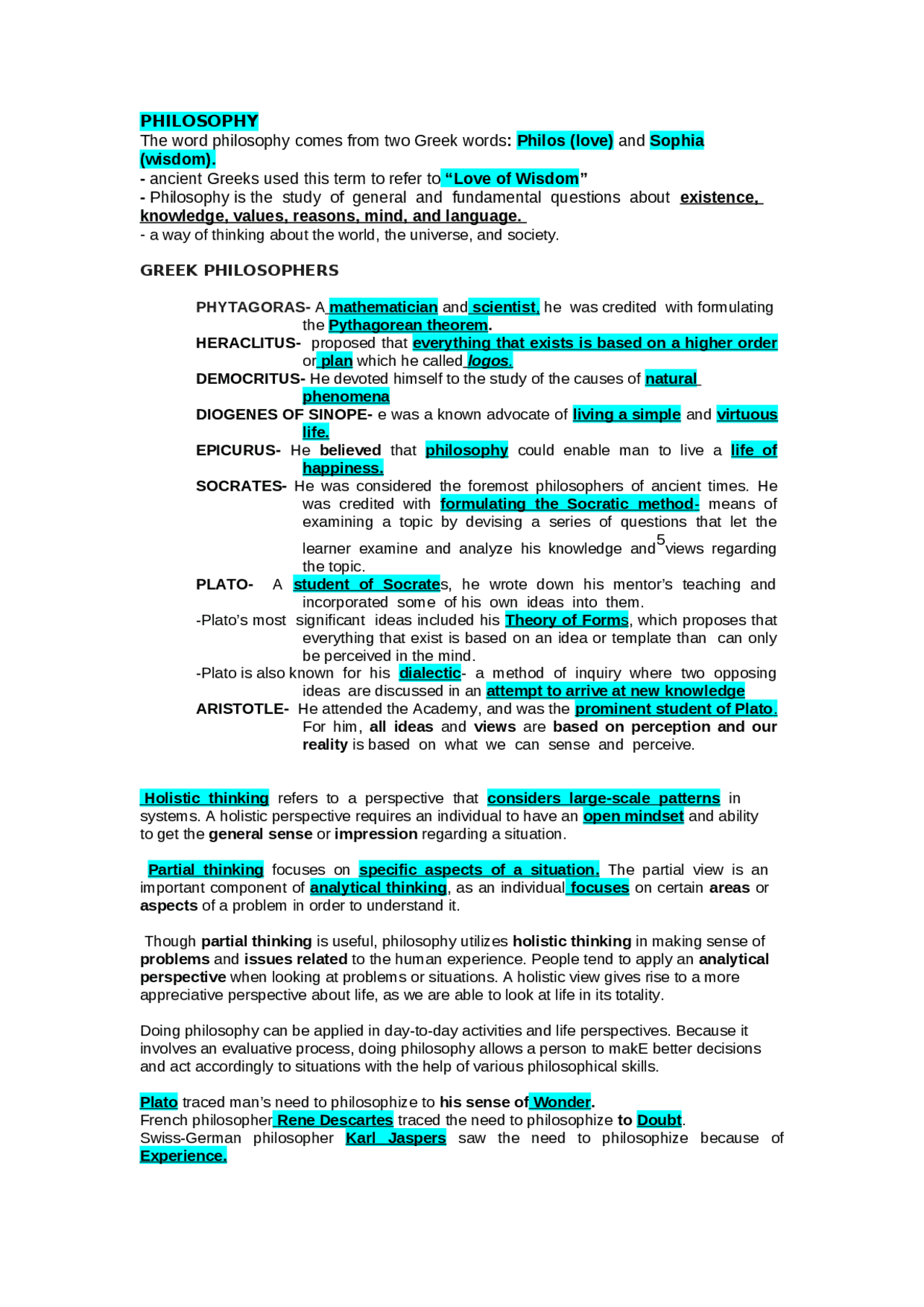 Introduction To The Philosophy Of The Human Person High School Final