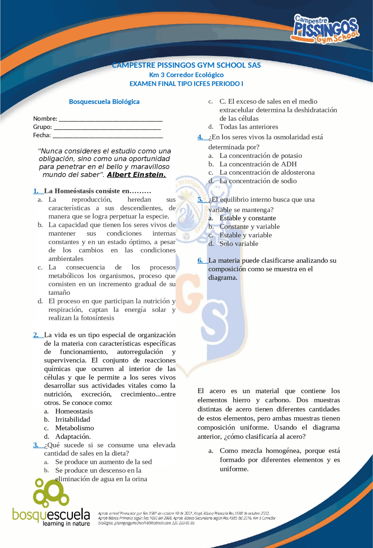 Evaluacion Biologia Apuntes De Biología Docsity