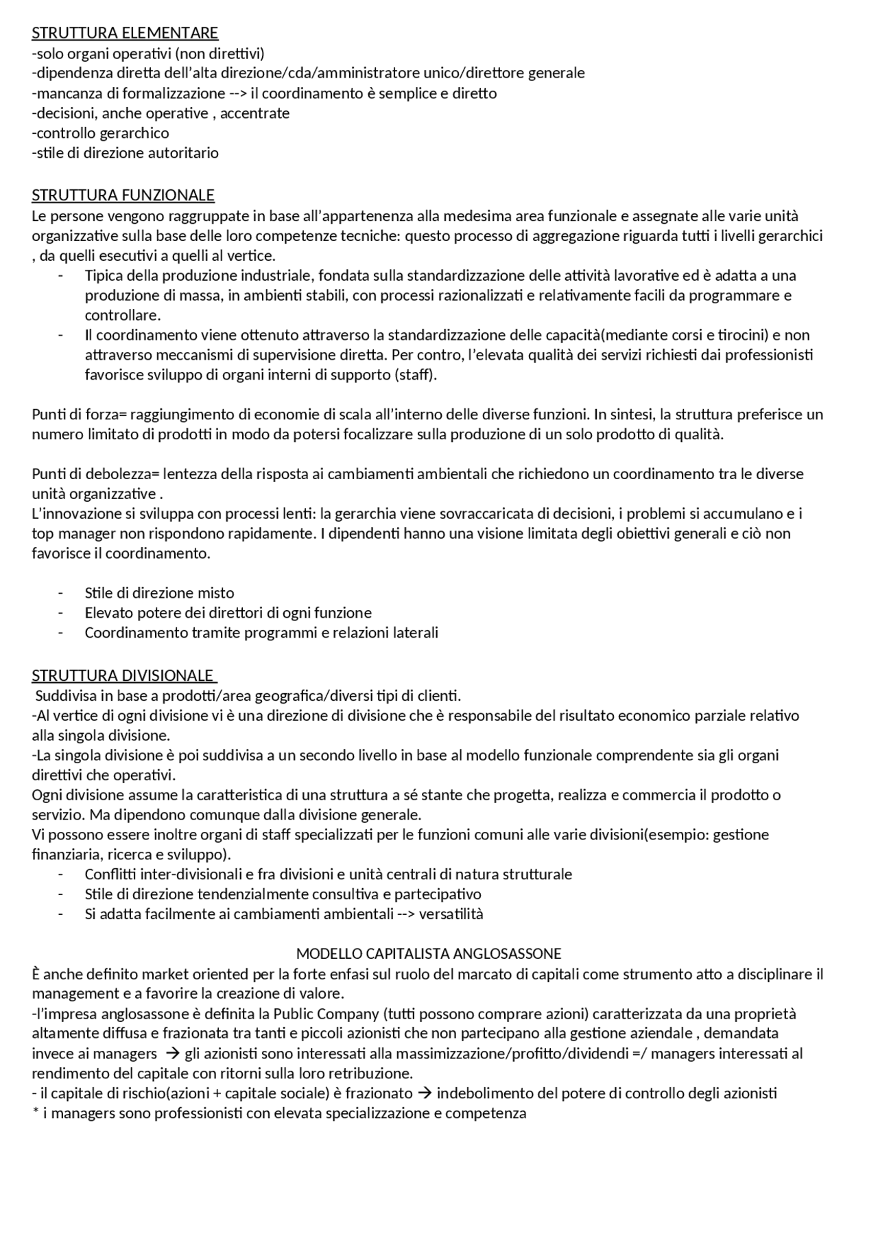 Modelli capitalistici e strutture organizzative | Schemi e mappe concettuali di Economia ...