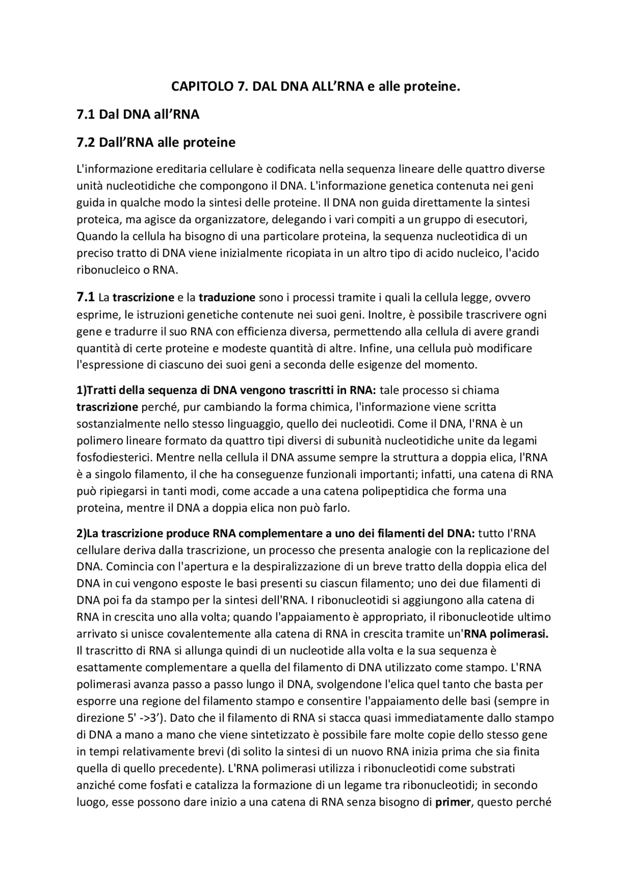 Dal Dna Allrna Alle Proteine Appunti Di Biologia Docsity