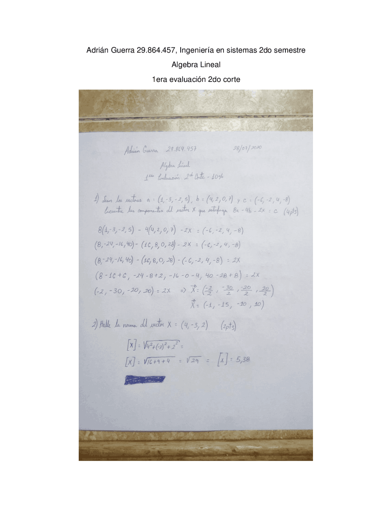 Exámenes De álgebra Lineal Ejercicios De Álgebra Lineal Docsity