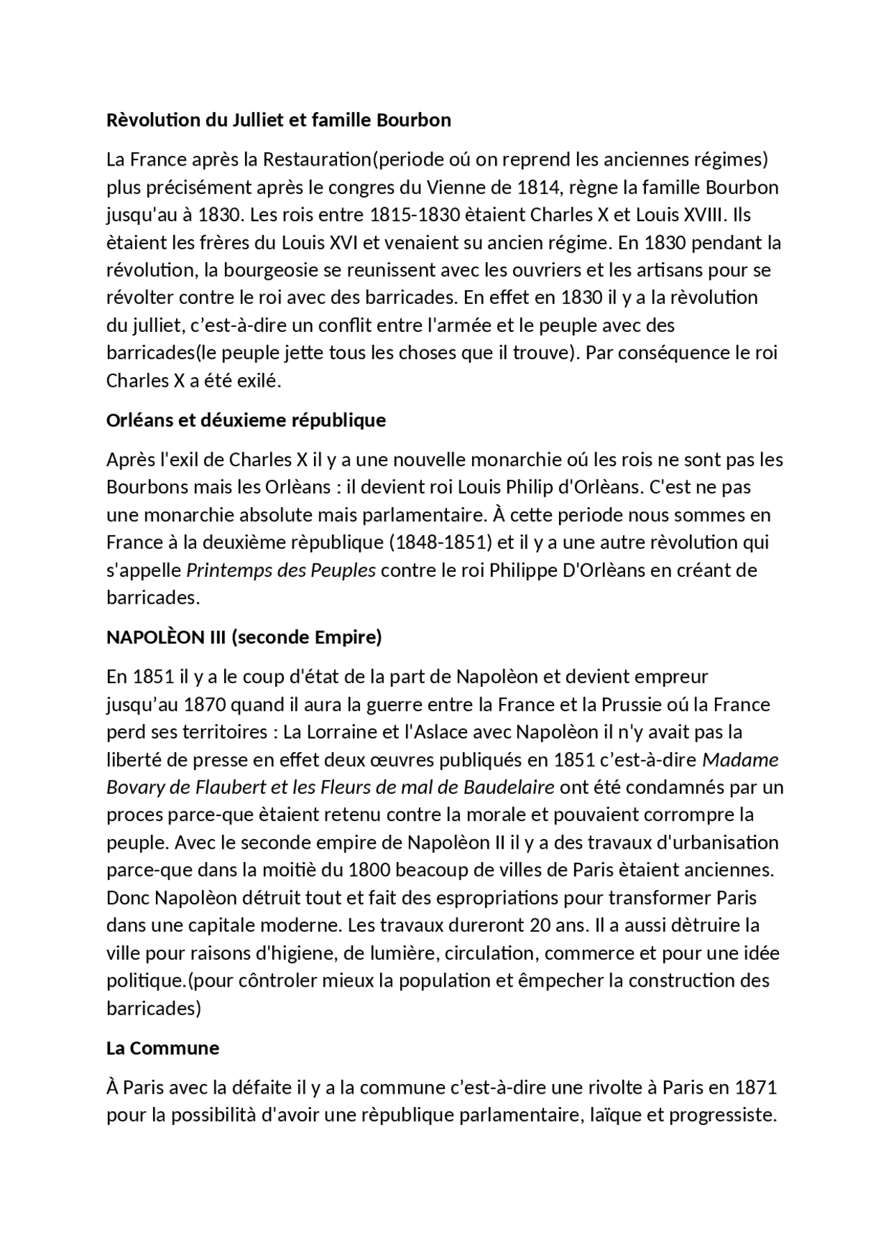 Histoire En Français Appunti Di Francese Docsity
