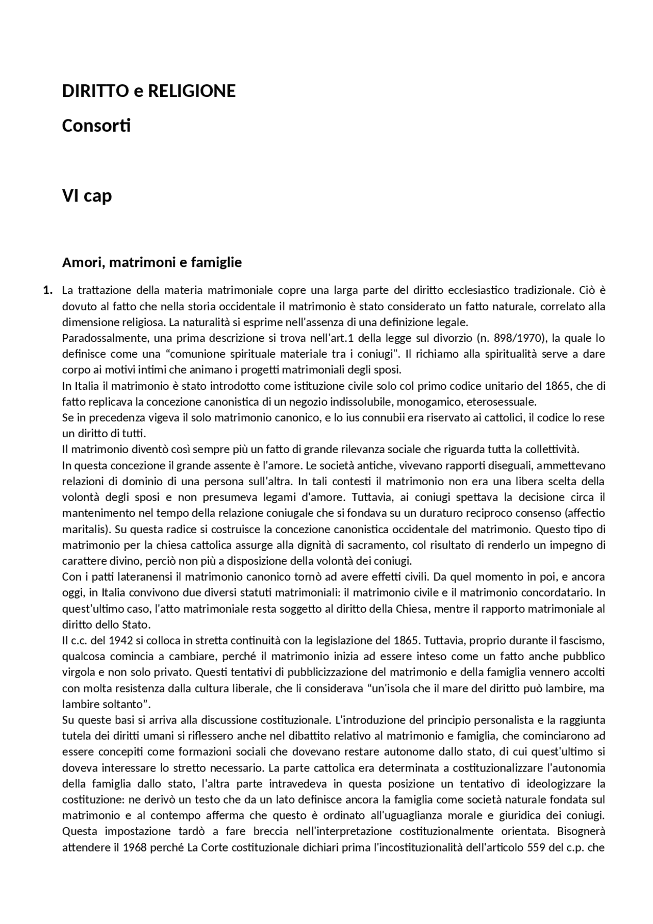 Diritto E Religione Sintesi Del Corso Di Diritto Ecclesiastico Docsity