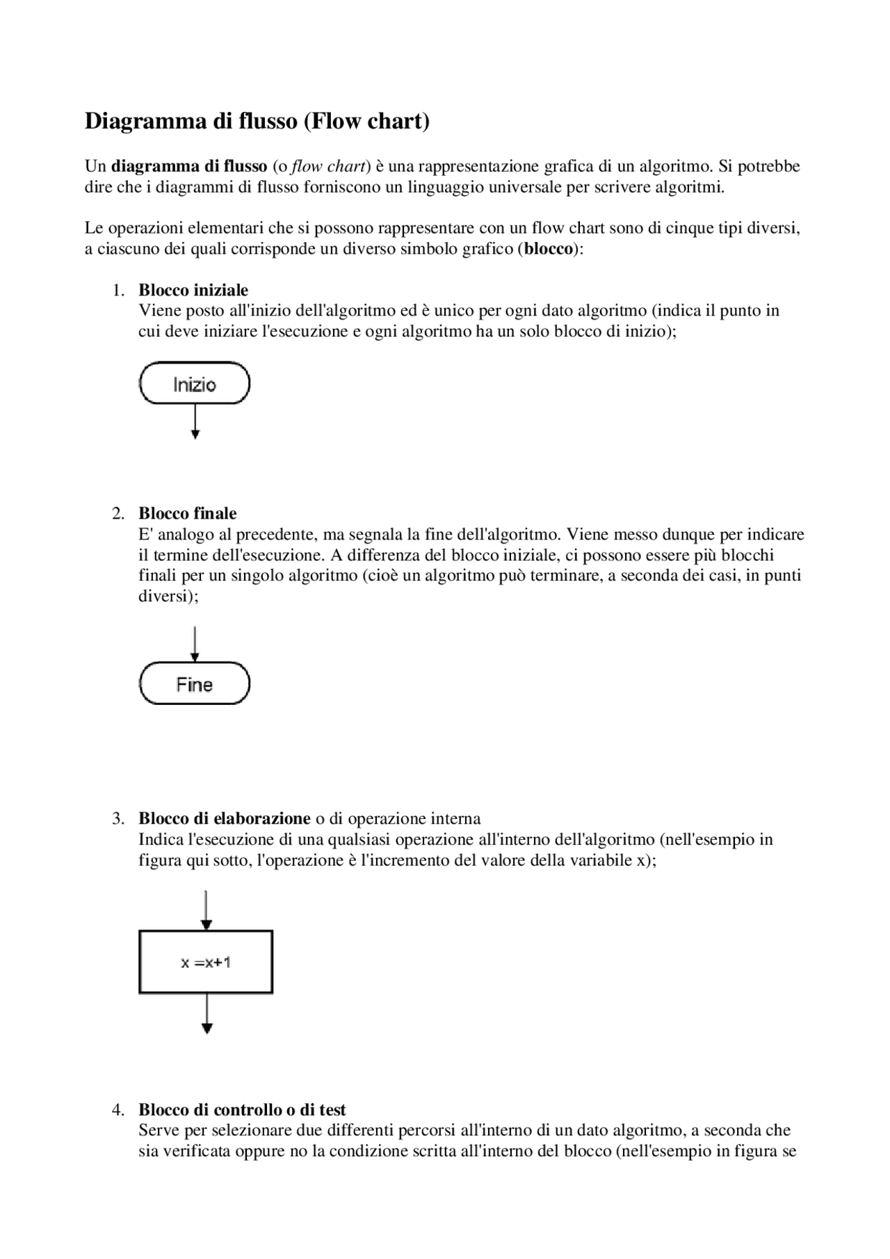 Diagrammi di flusso e concetto di algoritmo | Sintesi del corso di ...