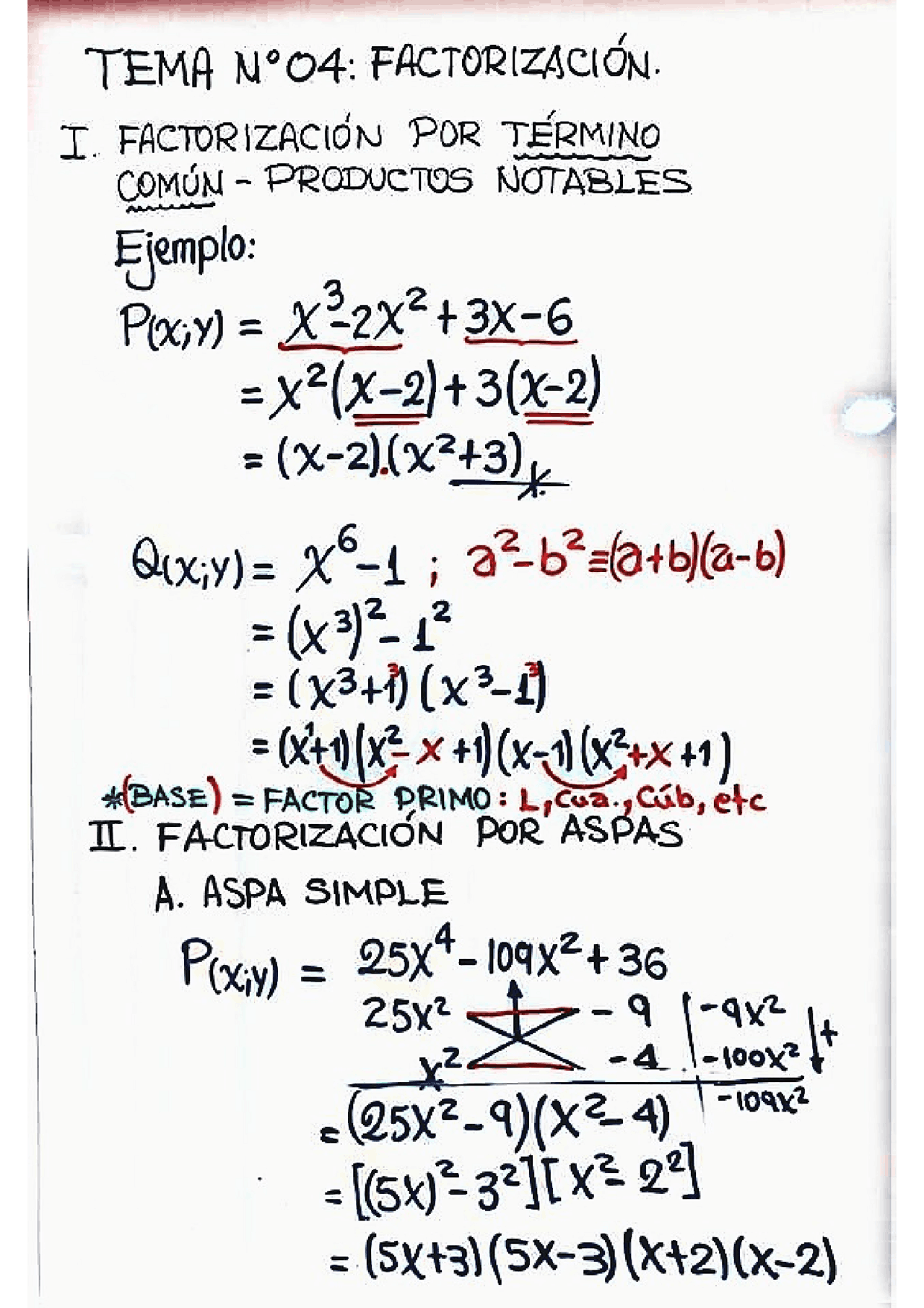 Casos Especiales de Factorización | Apuntes de Matemáticas | Docsity