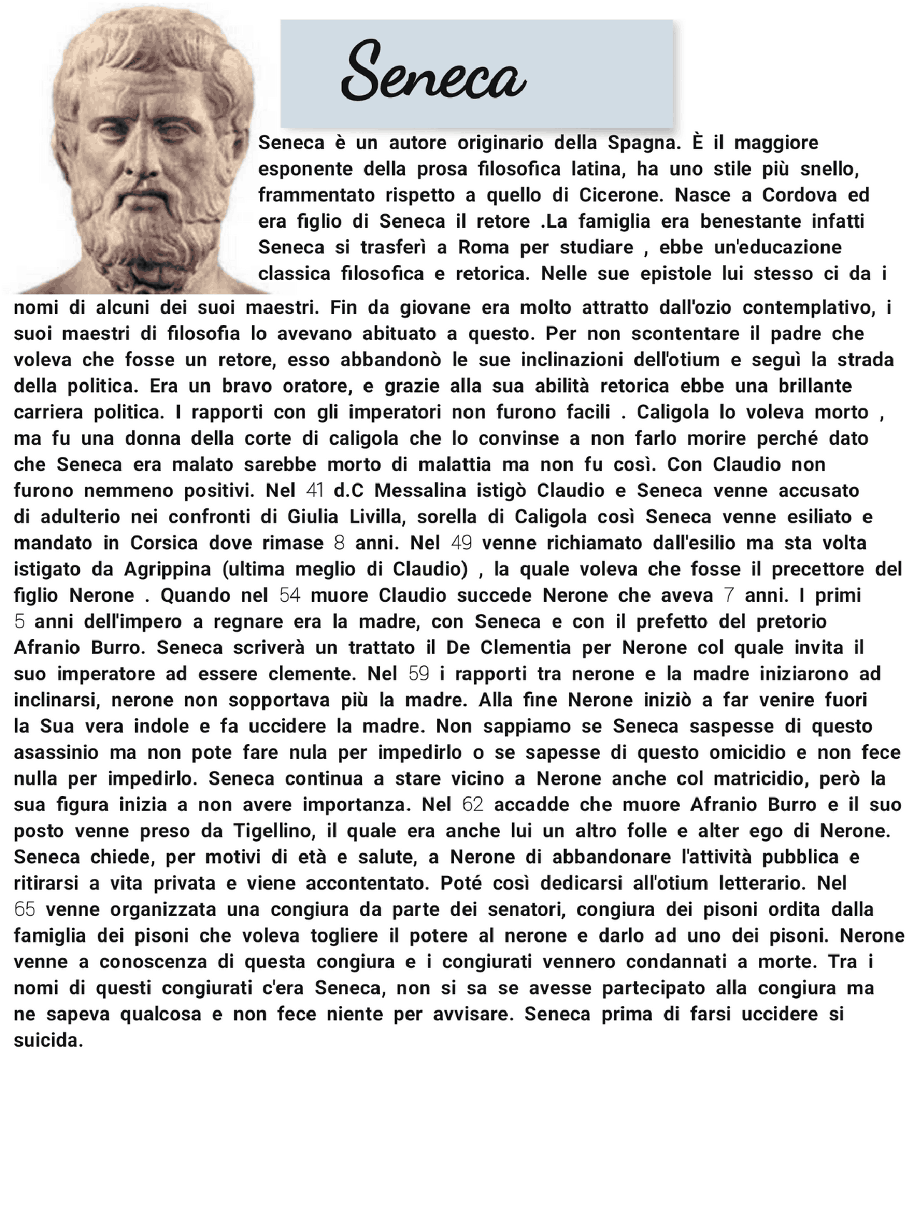 Seneca vita e opere | Appunti di Latino | Docsity
