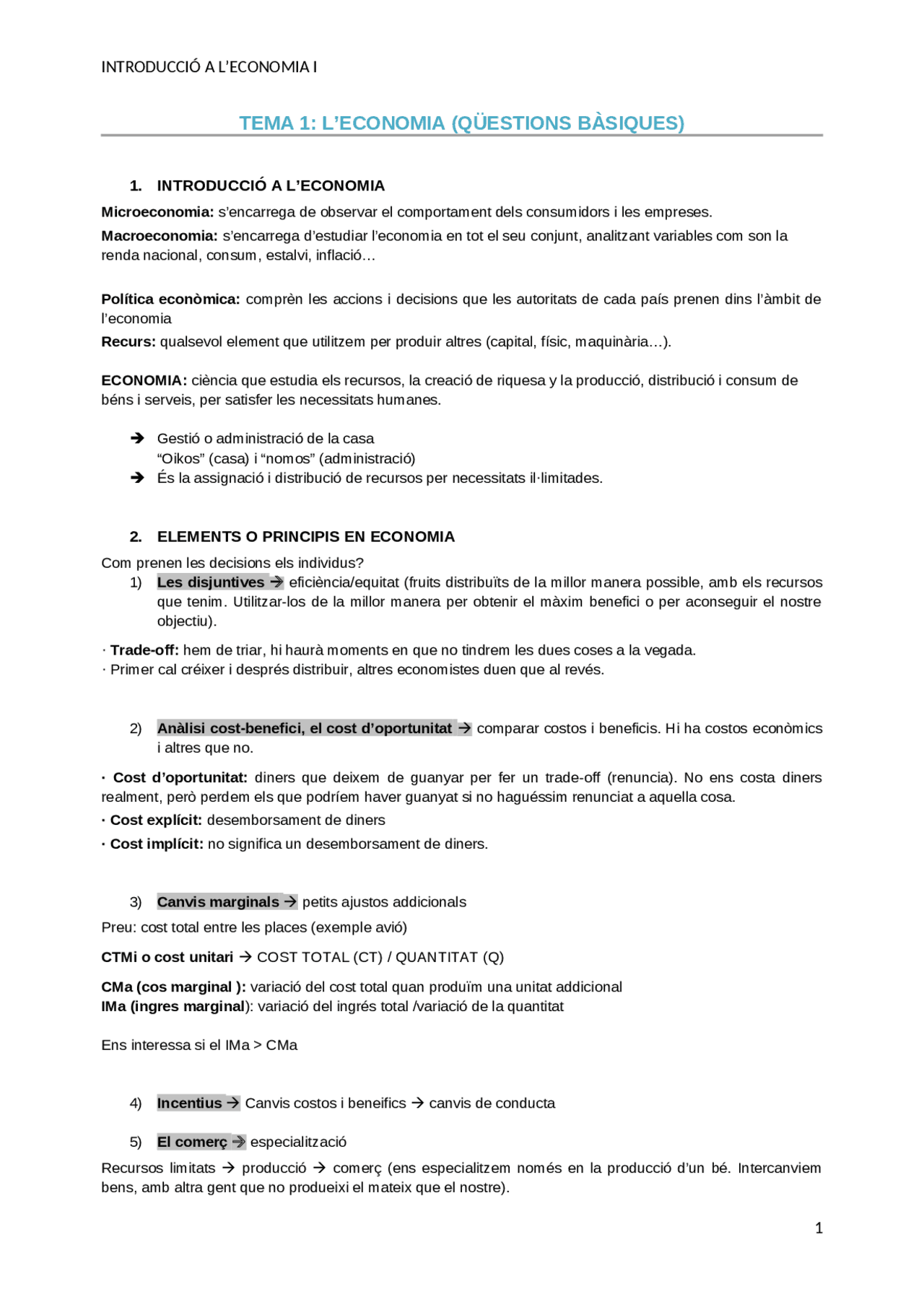 Apuntes Introducción A La Economia Apuntes De Introducción A La