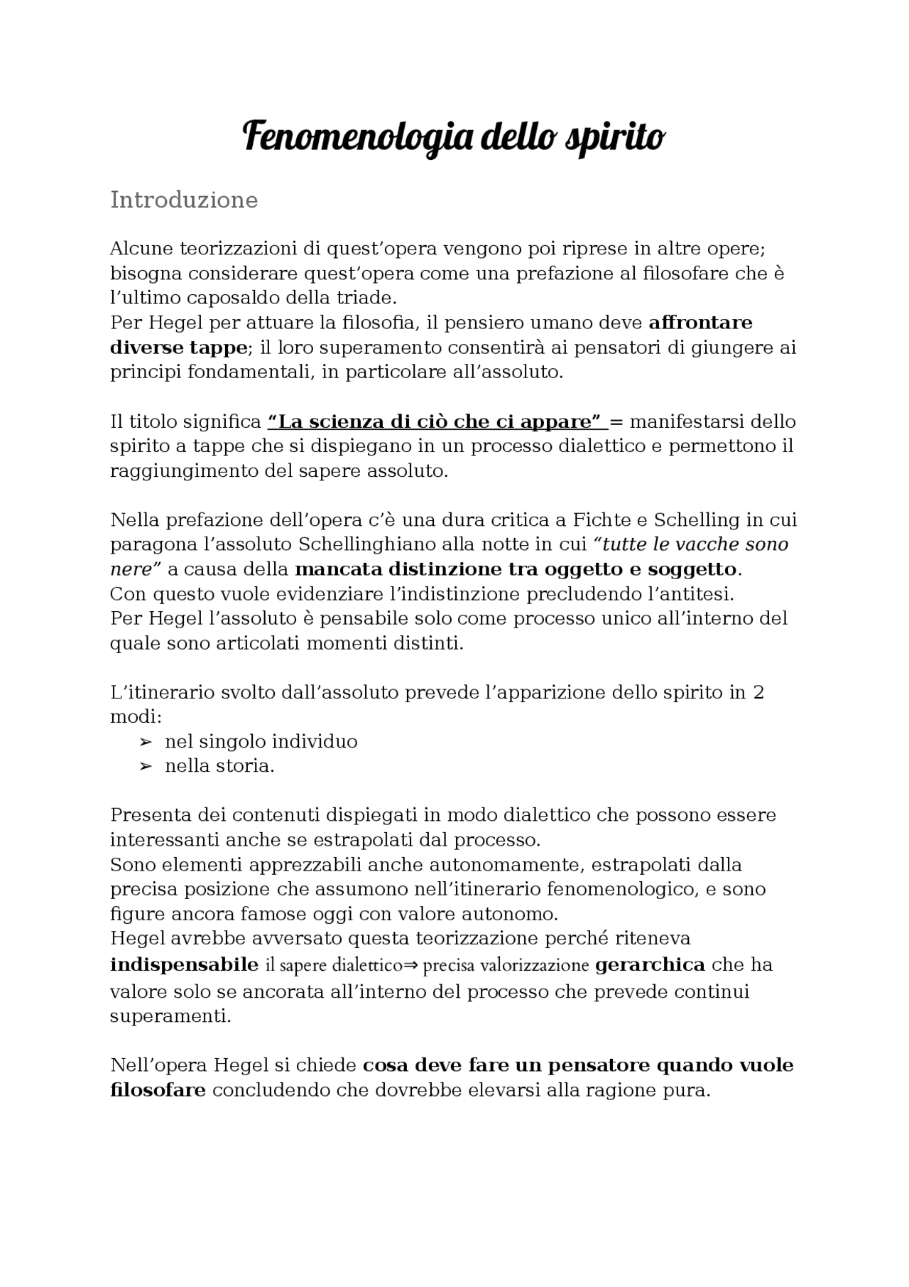 Friedrich Hegel E Opere Appunti Di Filosofia Docsity