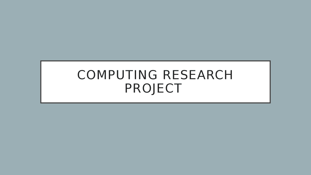 Computing Researchj Project Slides Research Methodology Docsity