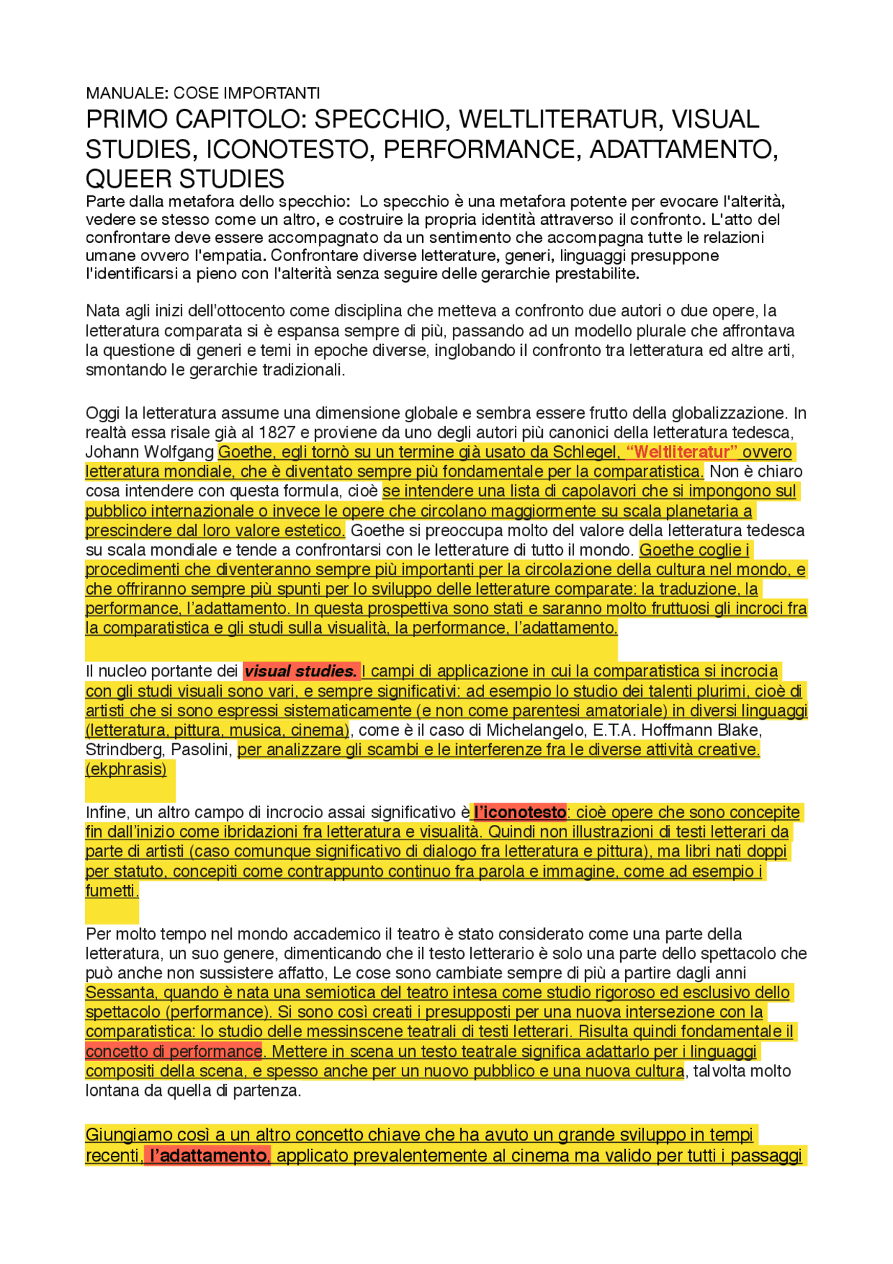 Sintesi Manuale Letterature Comparate | Sintesi del corso di ...