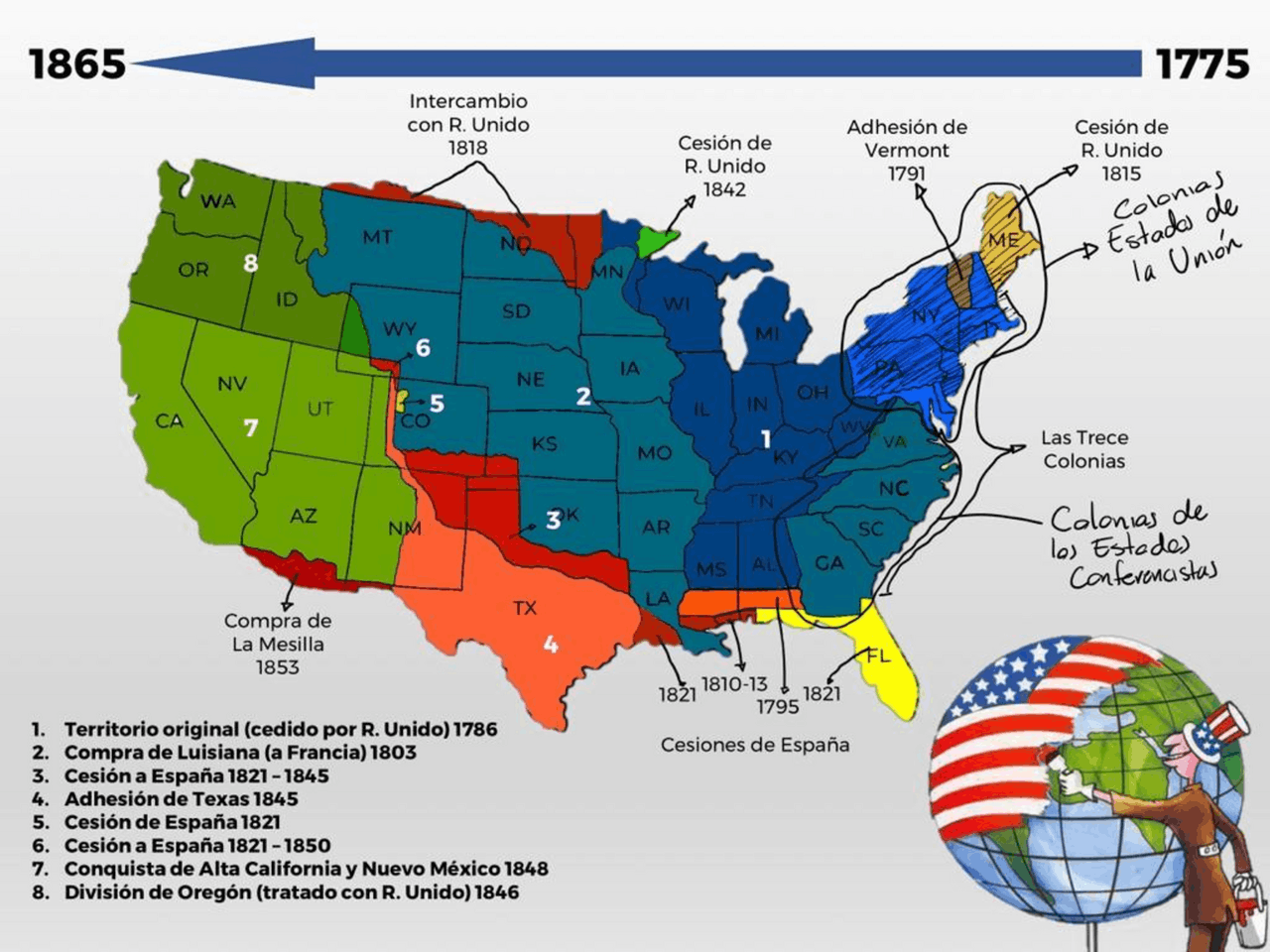 FUNDACÓN DE LAS 13 COLONIAS Y SU EXPANSIÓN HACIA EL OESTE HASTA 1865 ...