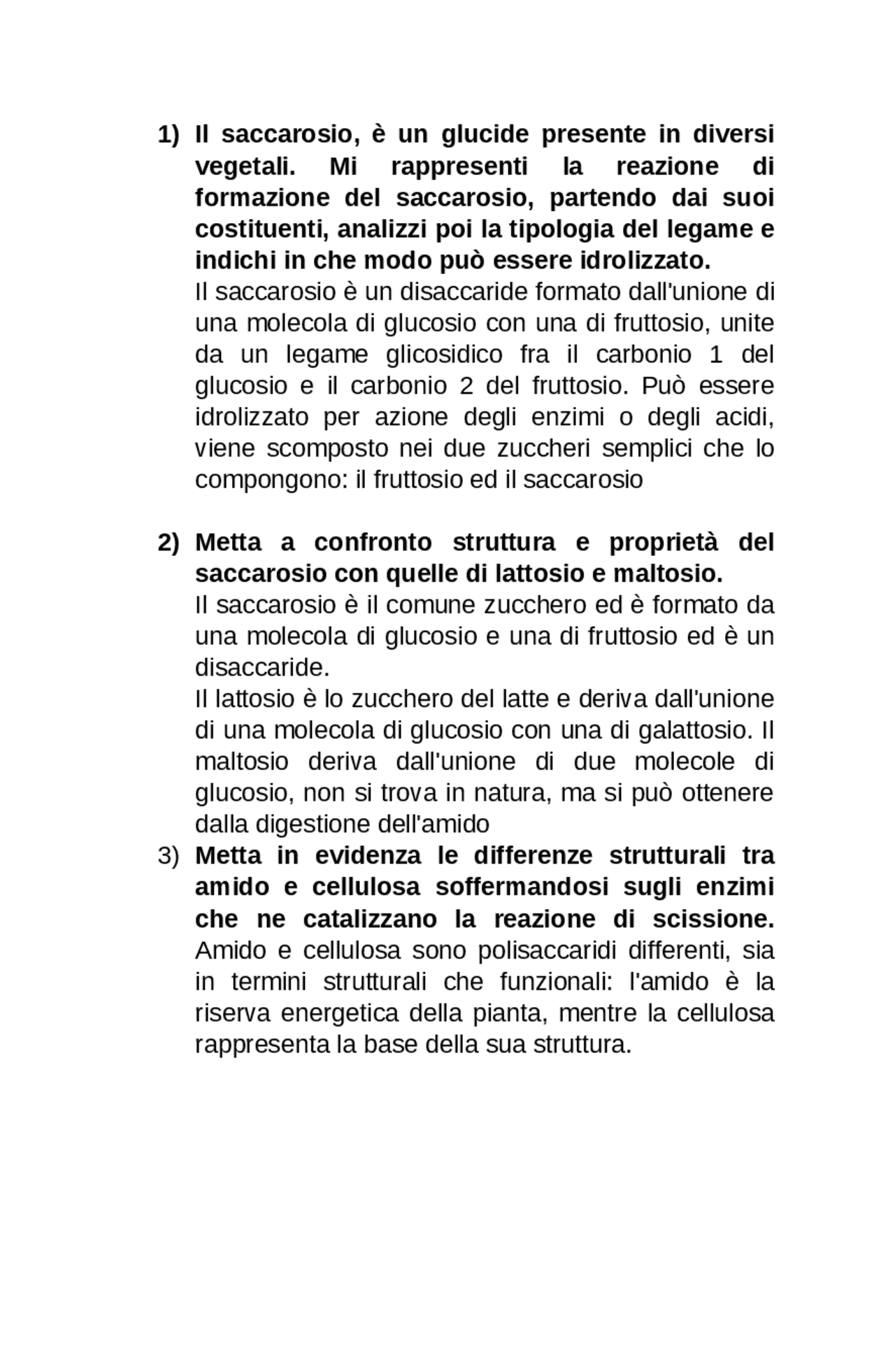 Risposte domande aperte | Panieri di Biologia Applicata | Docsity