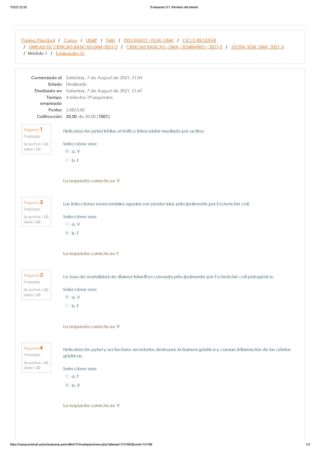 EVALUACIÓN S1- banco de preguntas | Ejercicios de Microbiología | Docsity
