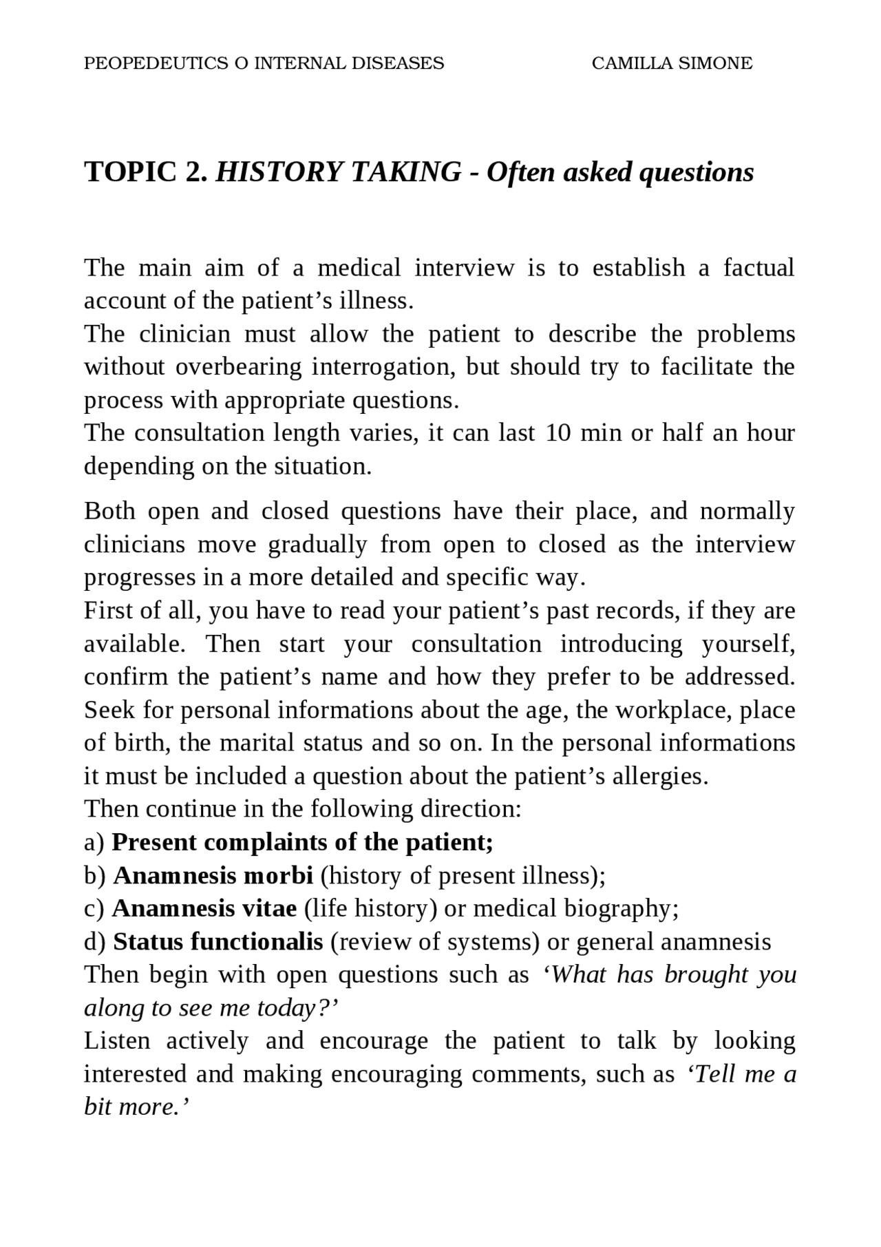 Basic concepts of medical approach in internal disease | Summaries ...