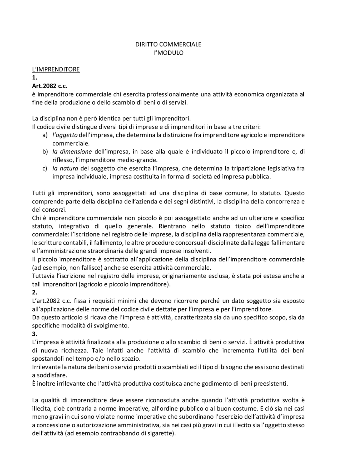 Diritto commerciale (preparazione all'esame) | Appunti di Diritto Commerciale | Docsity