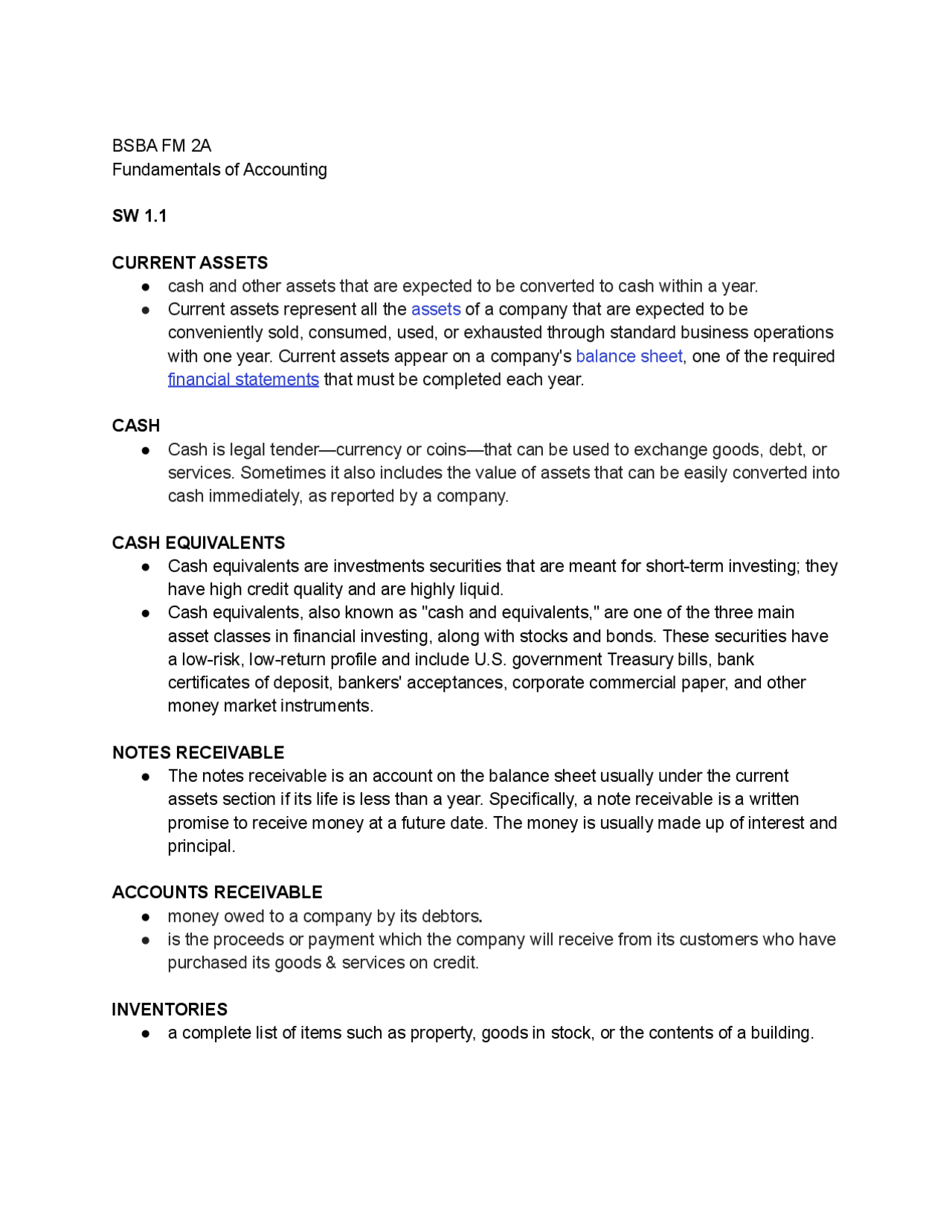 Accounting Study Material | Study notes Accounting | Docsity