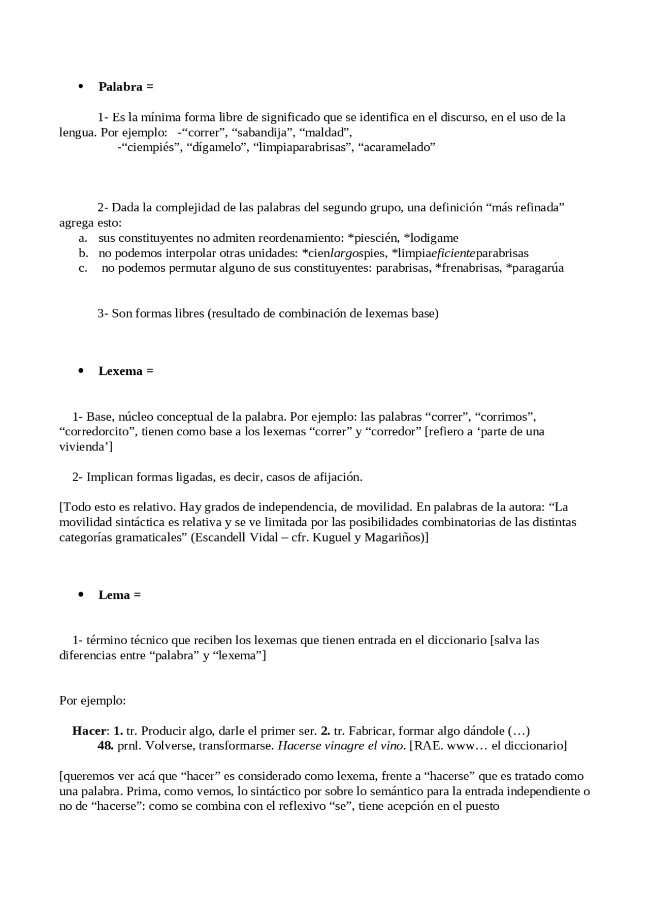 Palabra, lema y lexema. Definiciones. | Apuntes de Lengua y Literatura ...