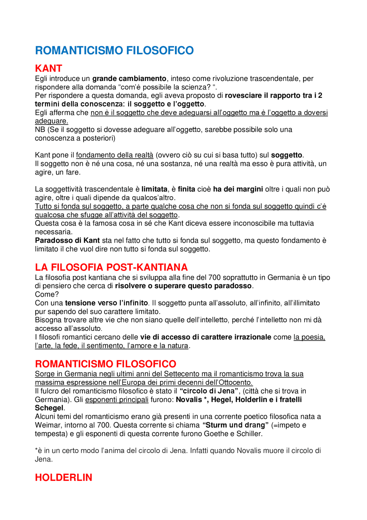 Il Romanticismo filosofico | Appunti di Filosofia | Docsity
