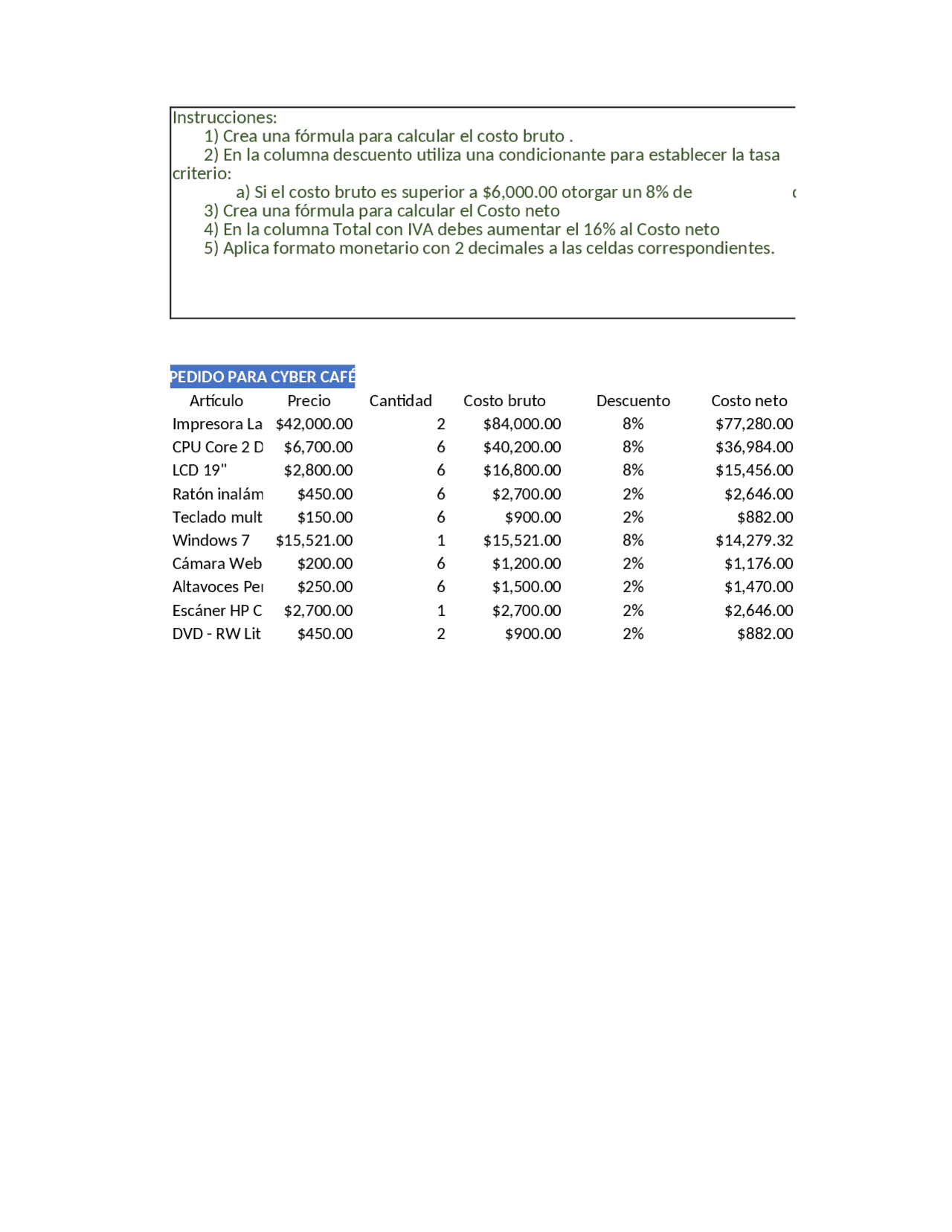 Practicas de excel por medio de clases | Diapositivas de Tecnología | Docsity