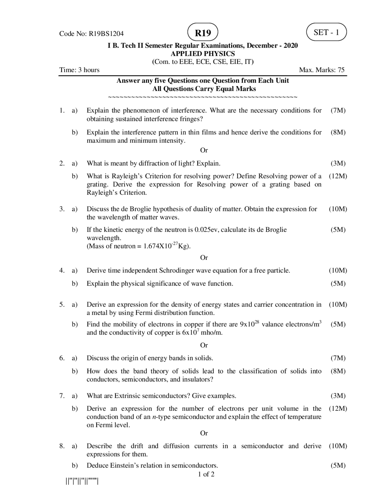Applied Physics For Engineering Lecture Notes Physics Docsity