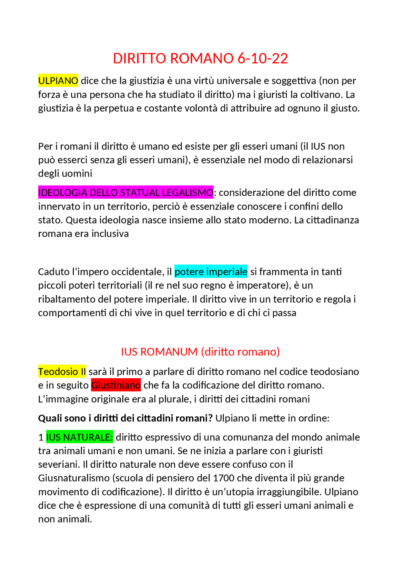 Ius Romanum/ Diritto romano | Appunti di Diritto Romano | Docsity