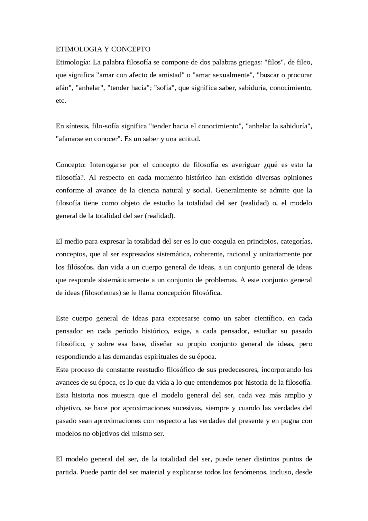 Filosofía: Etimología, Concepto y Historia | Esquemas y mapas conceptuales de Historia | Docsity