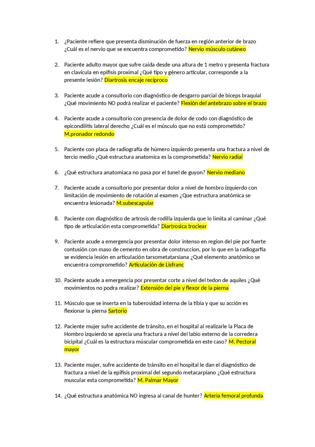Examen De Morfologia Exámenes Selectividad De Anatomía Aplicada Docsity