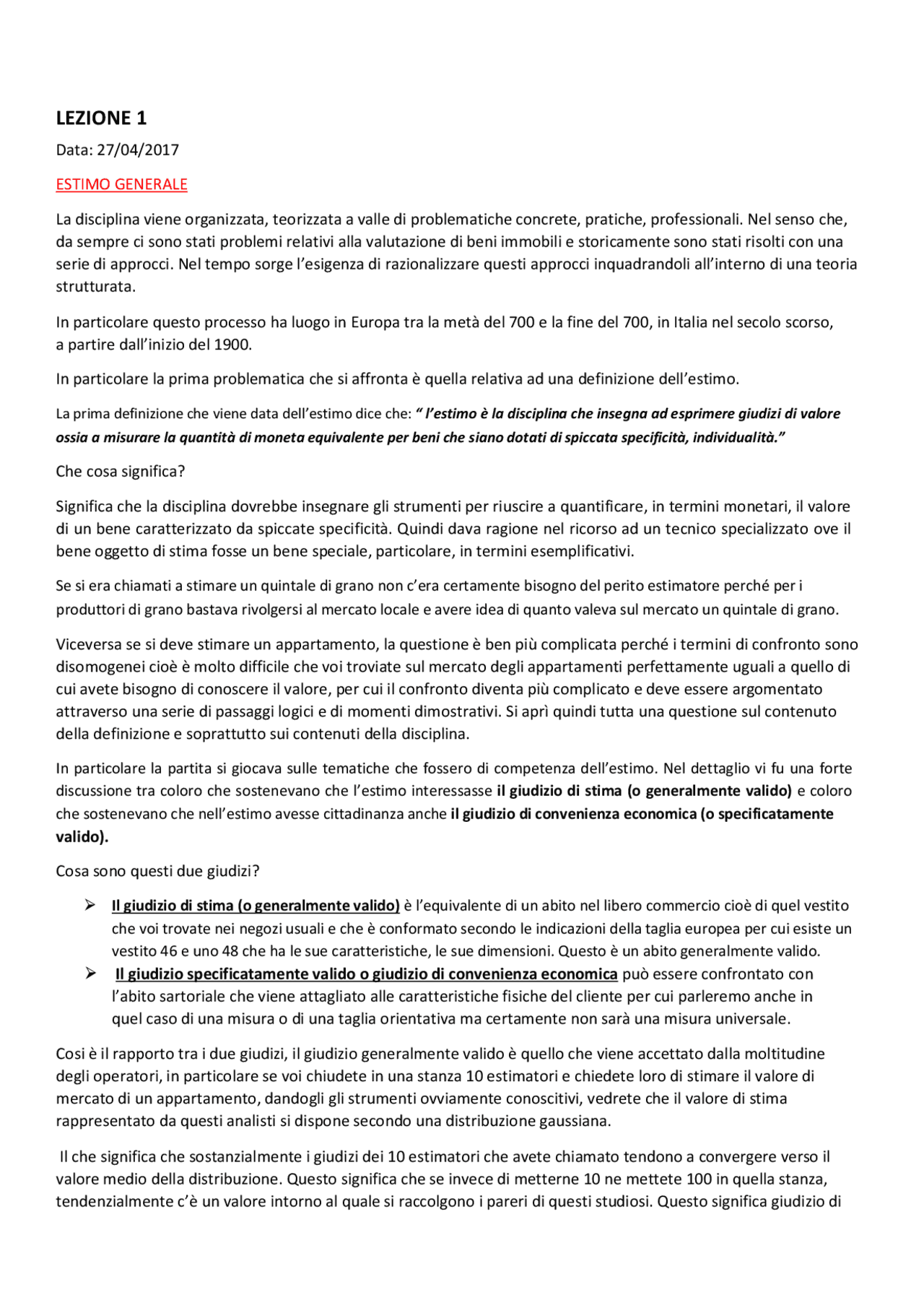 Estimo Generale Riassunto Unisa Appunti Di Estimo Docsity