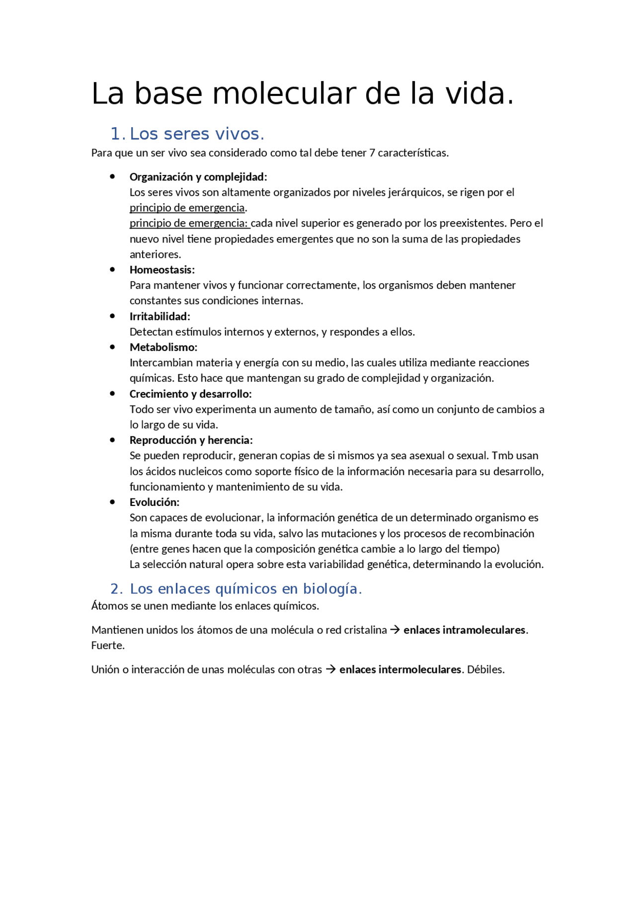 La Base Molecular De La Vida Resúmenes De Biología Docsity