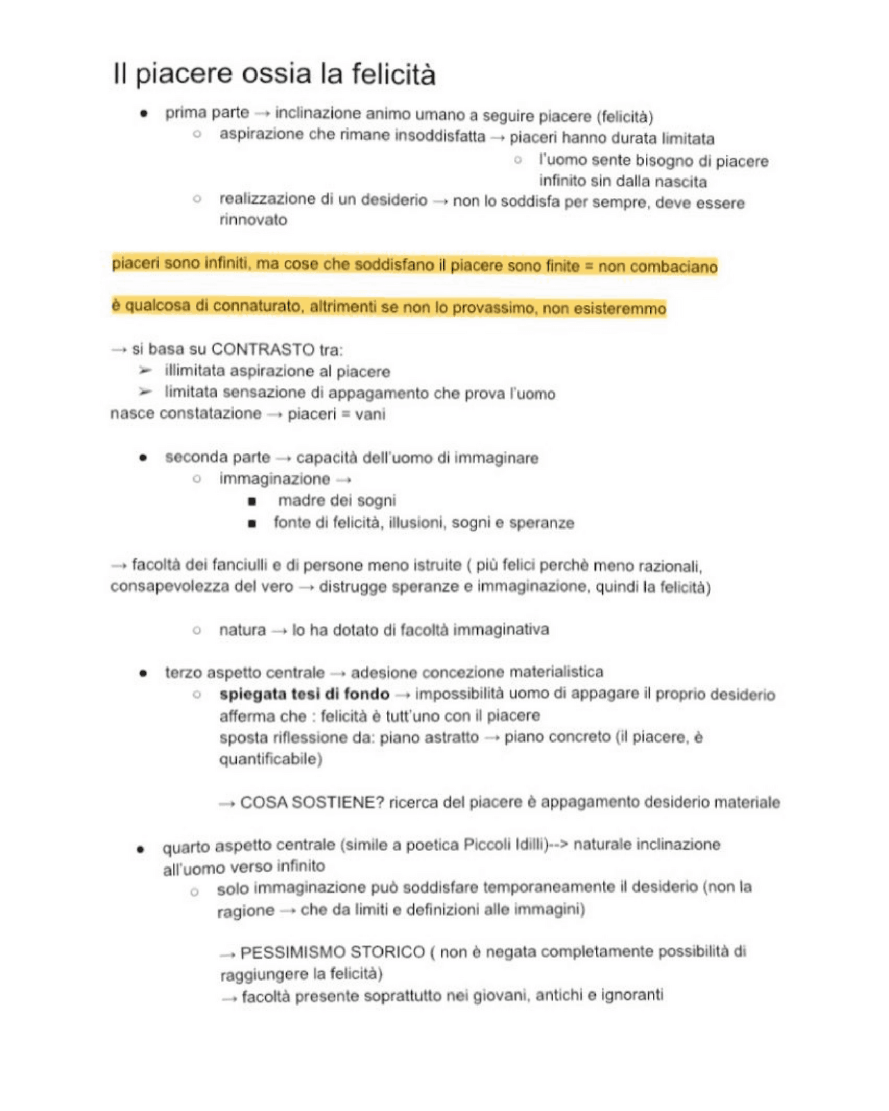 Il Piacere ossia la felicità - Giacomo Leopardi | Schemi e mappe ...