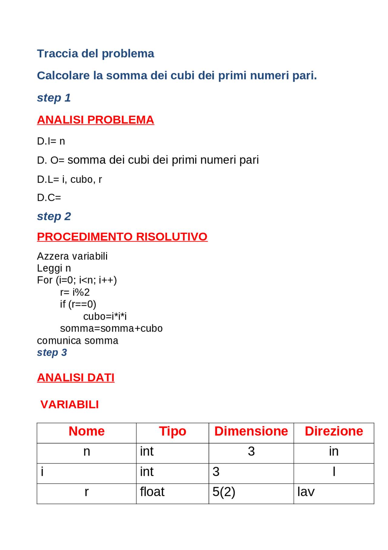 Esercizio Matematico Informatica Exercícios De Informatica Docsity