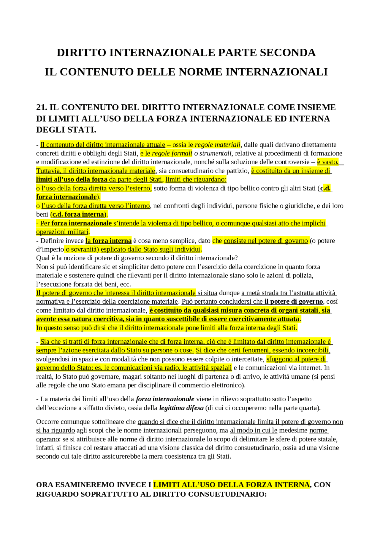 Diritto Internazionale Parte Ii Contenuto Delle Norme Internazionali