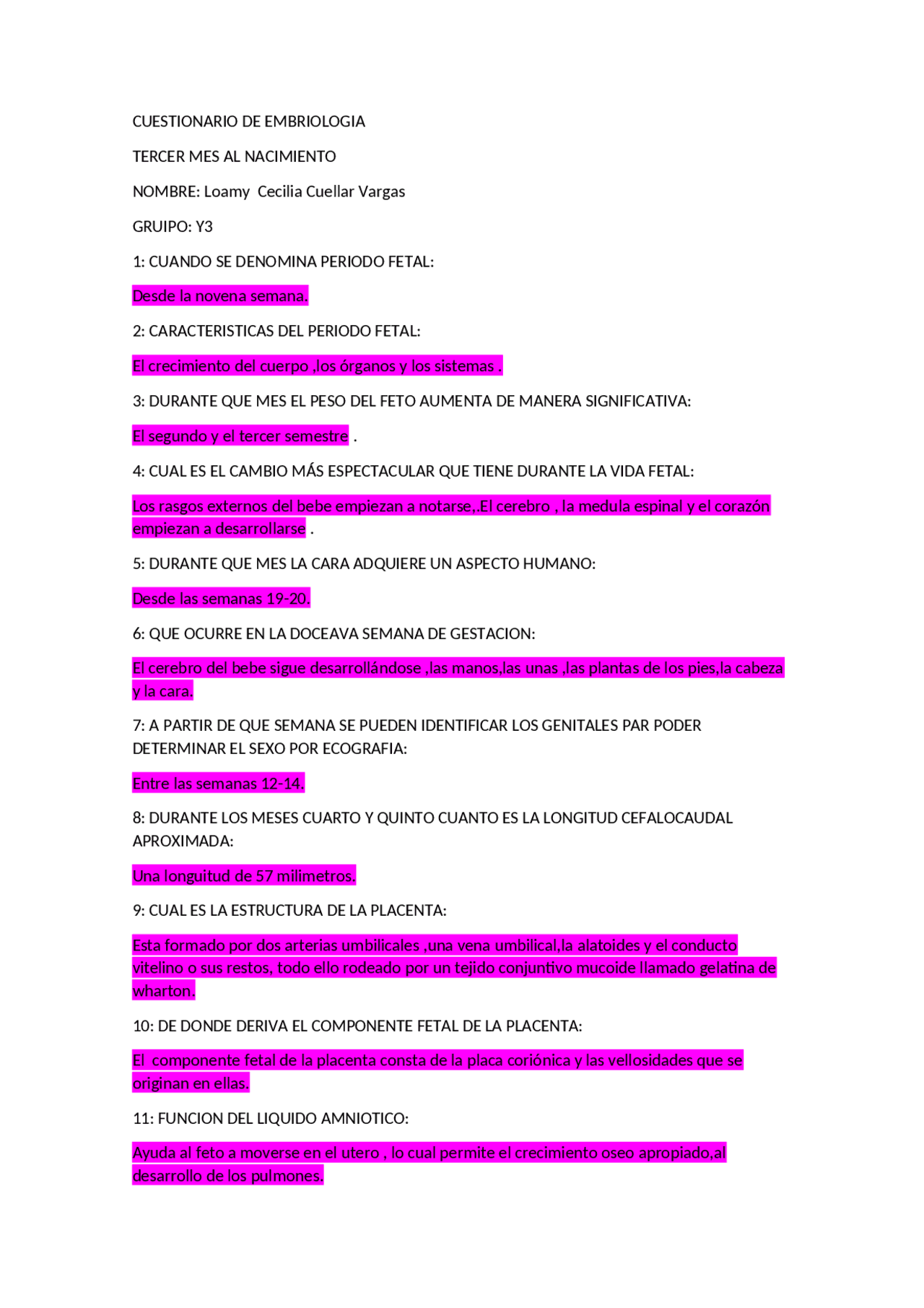 Cuestionario De Embriologia Apuntes De Embriología Docsity