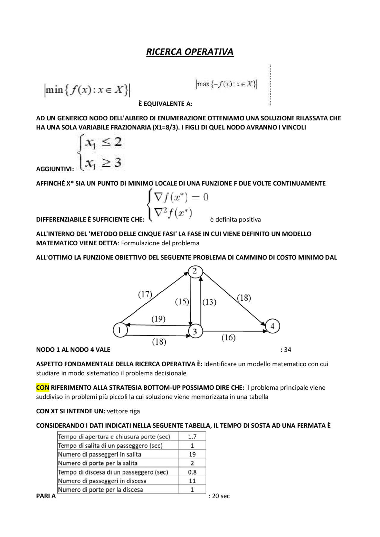 PANIERI RICERCA OPERATIVA CON INEDITE | Prove d'esame di Ricerca ...