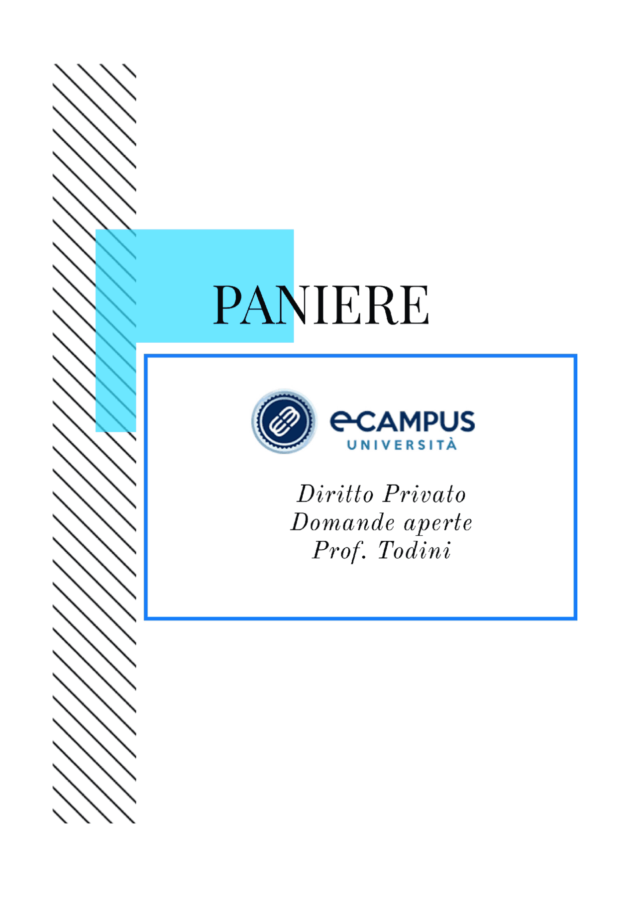 Domande Aperte Diritto Privato Ecampus Todini Panieri Di Diritto