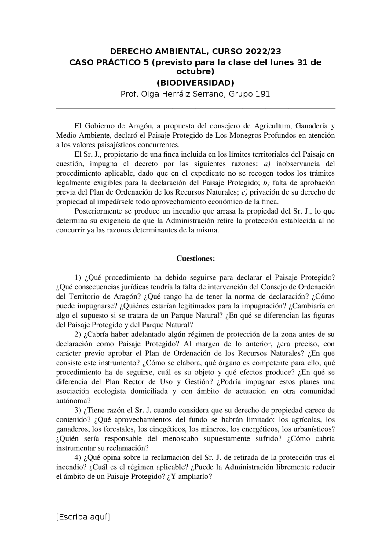 Practica 5 Derecho Ambiental Ejercicios De Derecho Ambiental Docsity