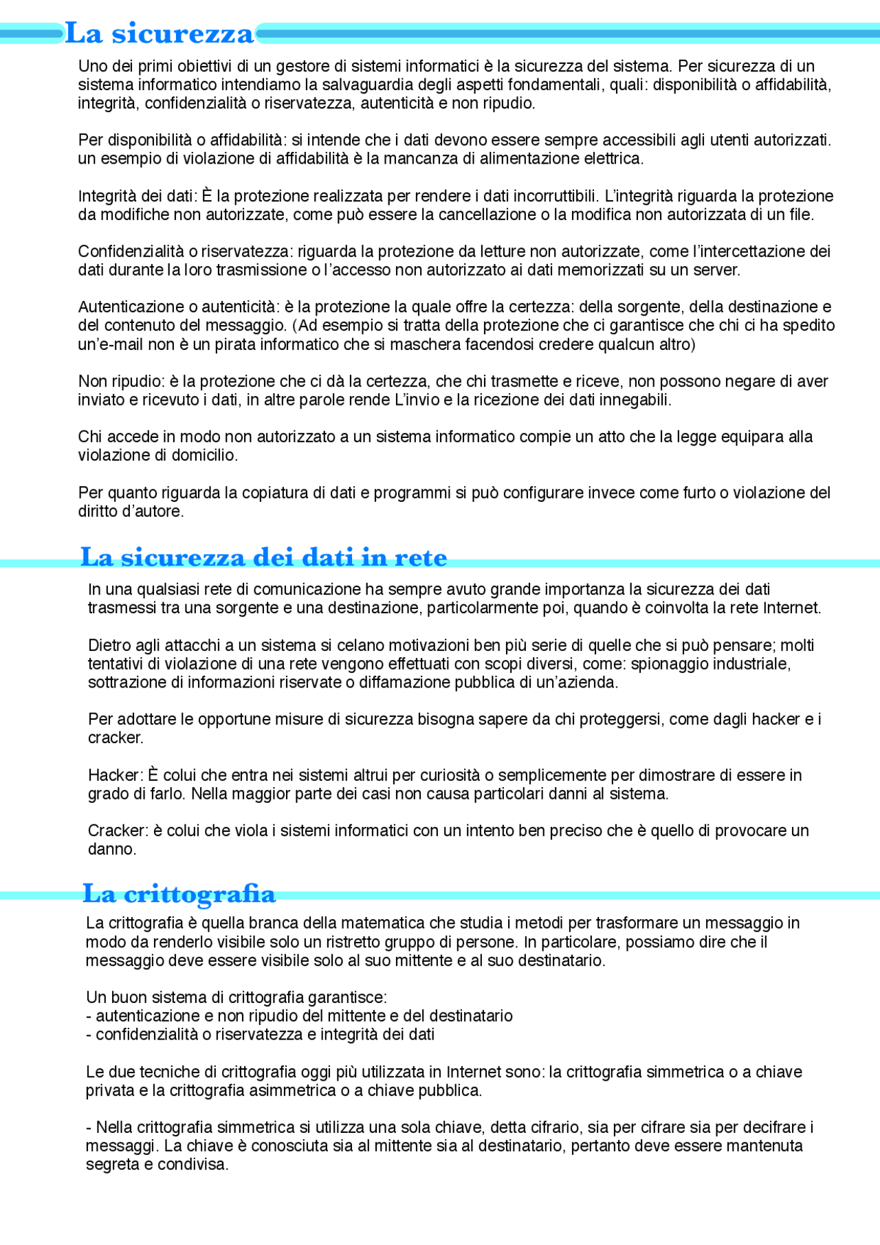 La Sicurezza Dei Dati In Rete Appunti Di Informatica Docsity