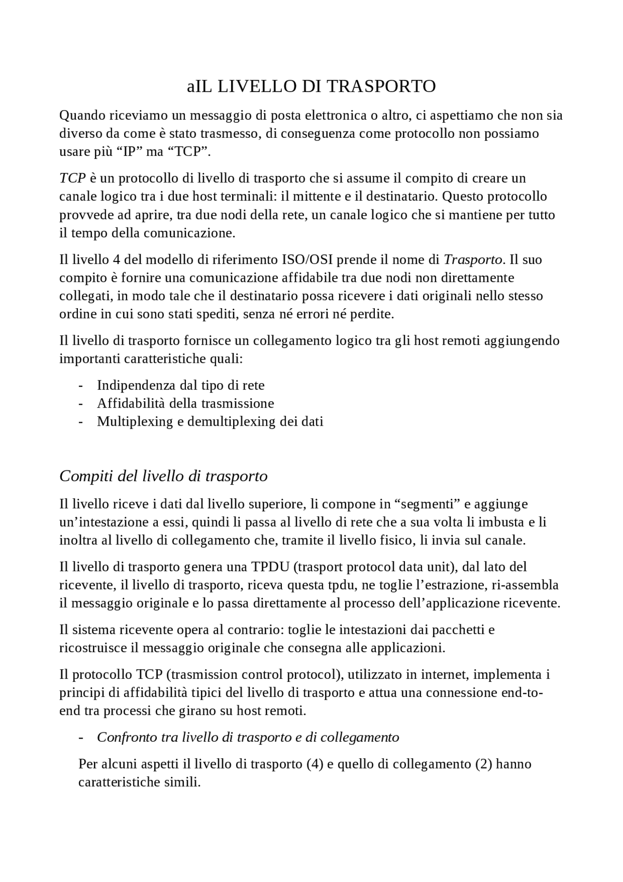 Riassunto Sistemi E Reti Appunti Di Informatica Docsity