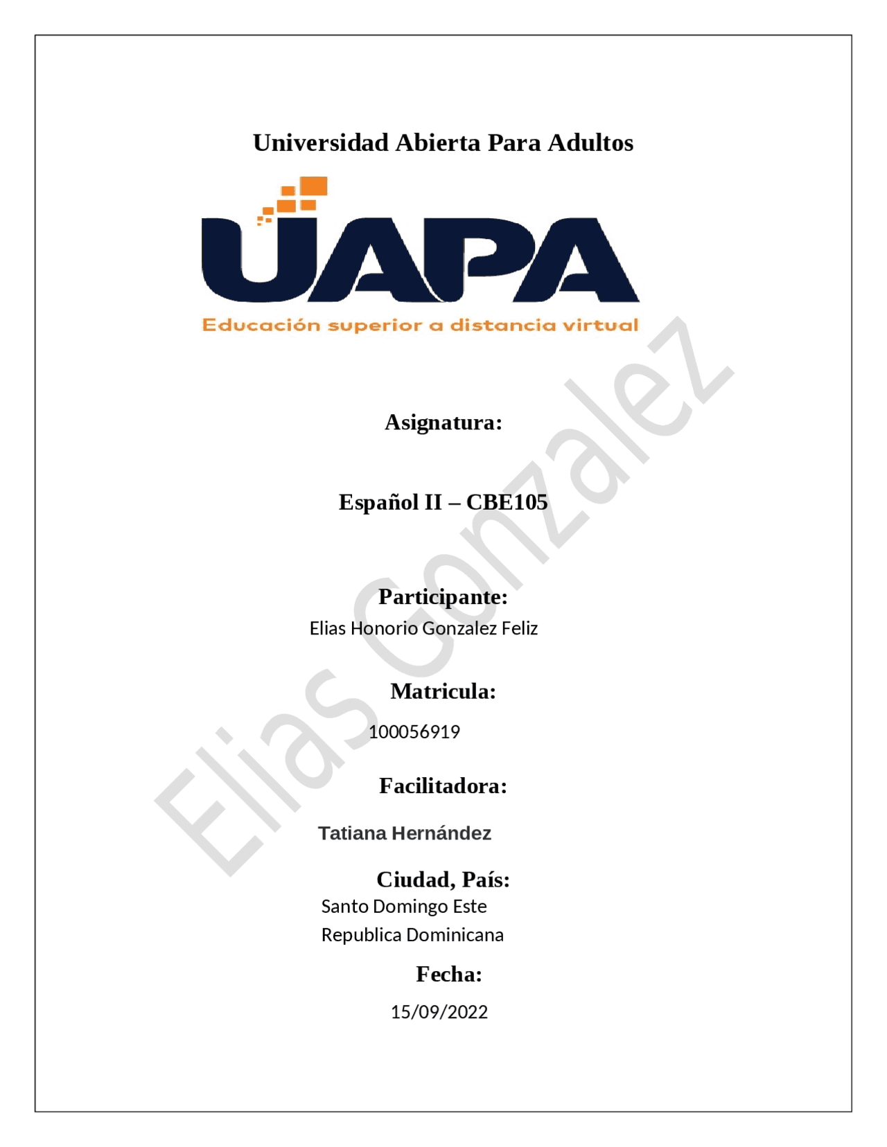 Trabajo Final Espanol I | Exámenes de Idioma Español | Docsity