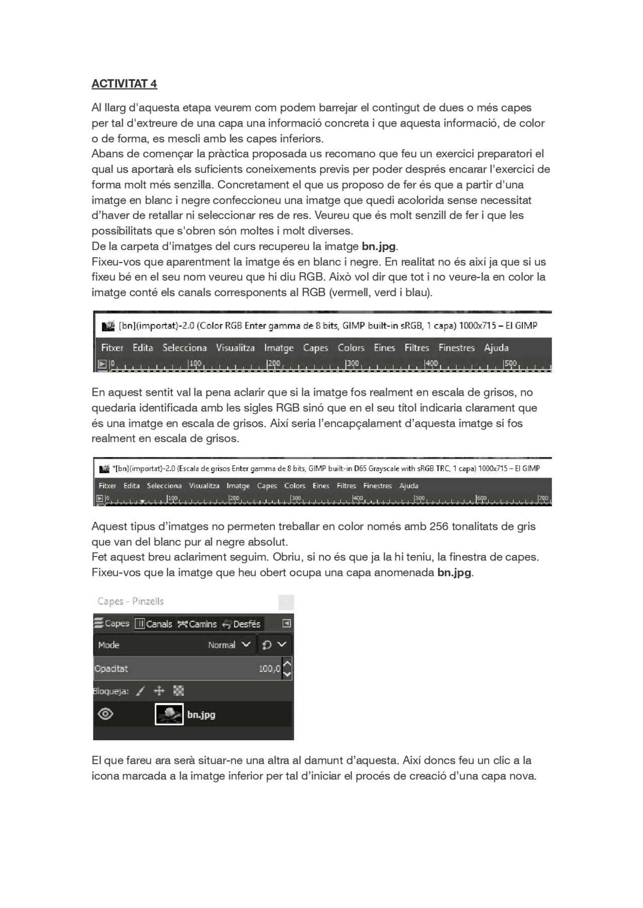 Ejercicios Gimp Gimp Gimp Gimp | Ejercicios de Informática | Docsity