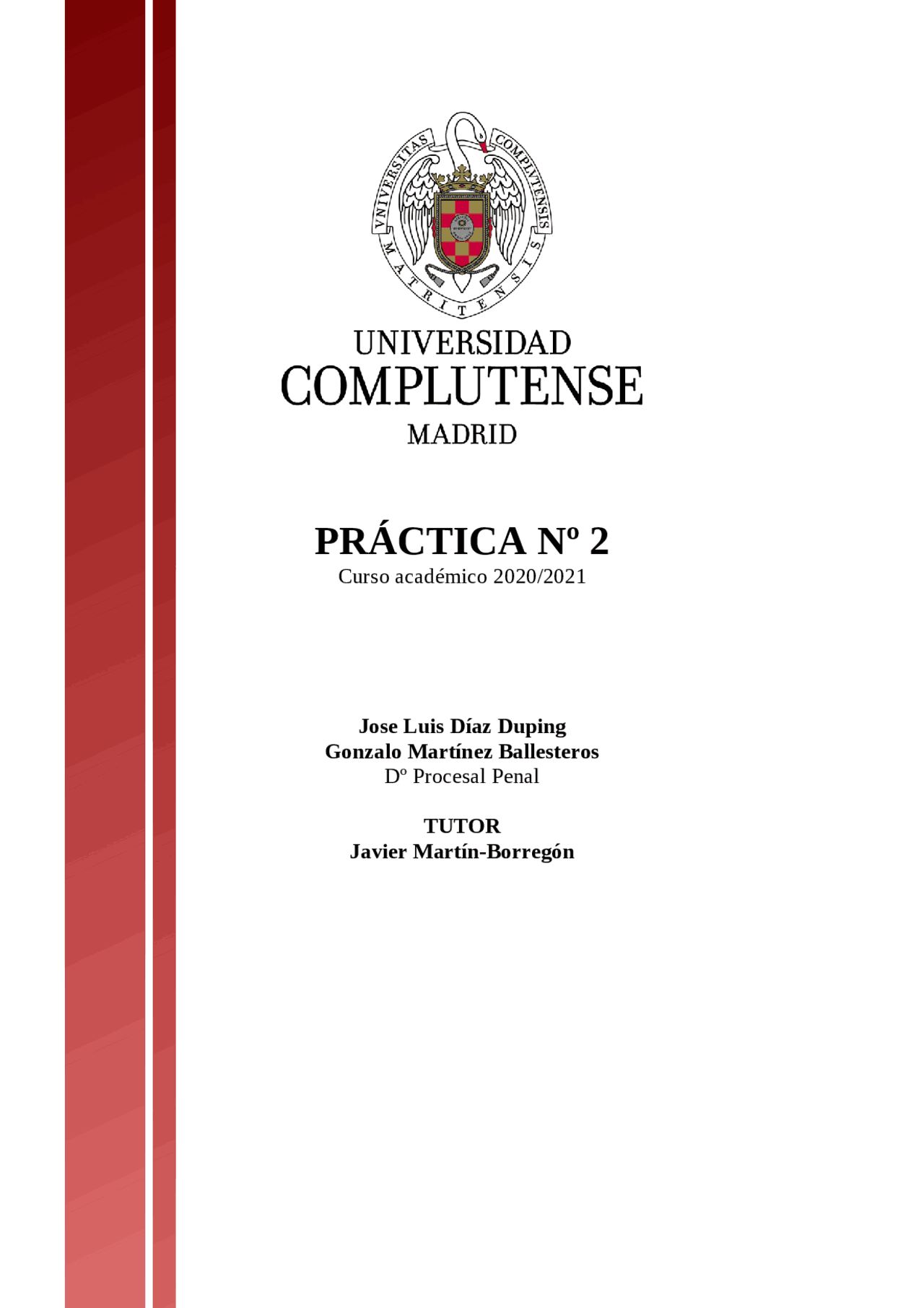 Practica Procesal Penal Ejercicios De Derecho Procesal Penal Docsity