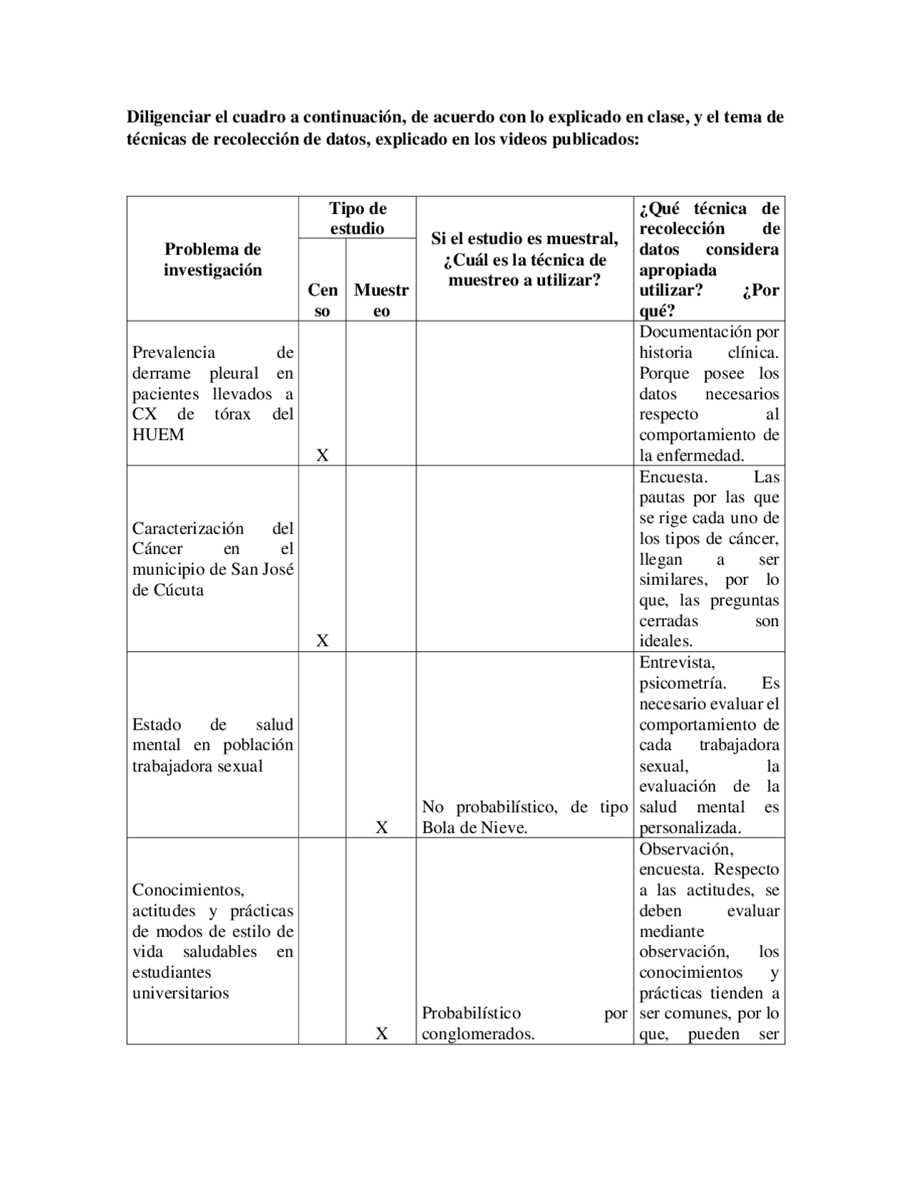 TÉcnicas De Muestreo Prove Desame Di Biostatistica Docsity