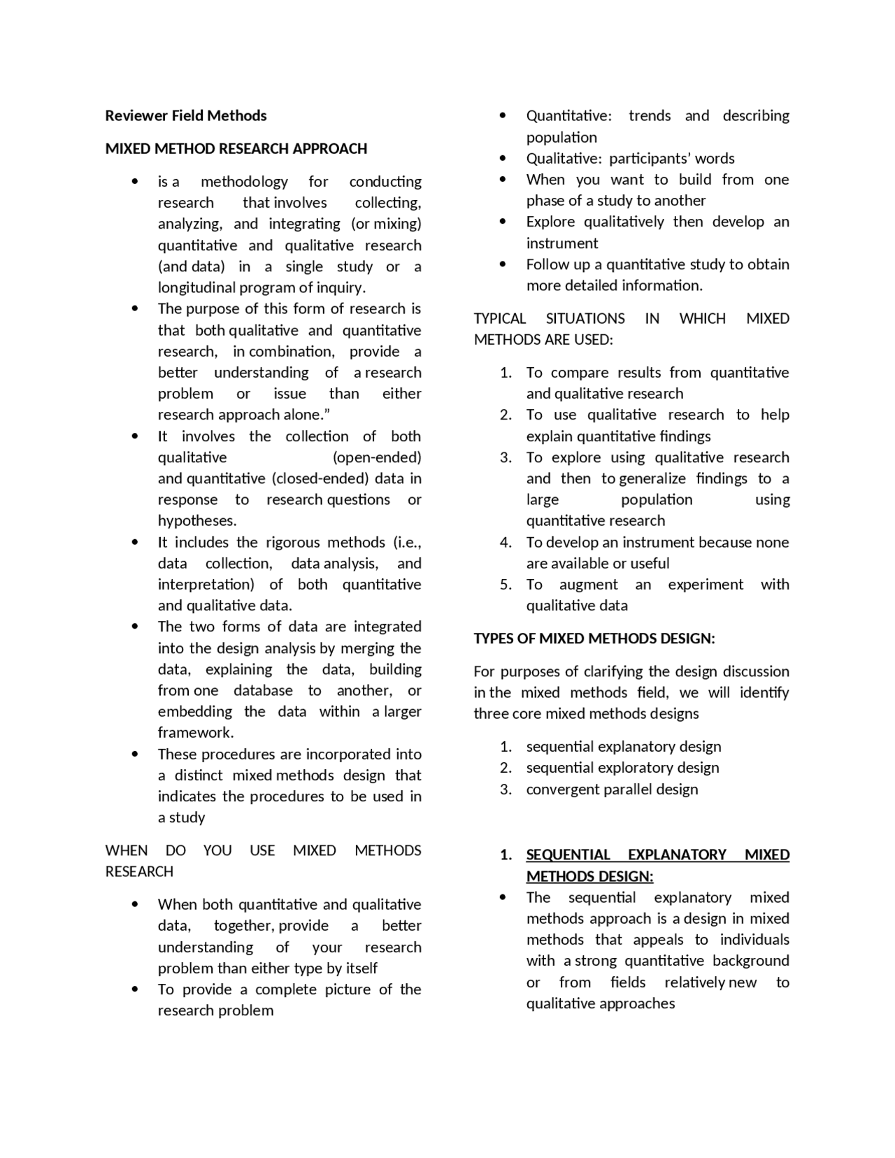 Reviewer for Field method subjects | Quizzes Psychology | Docsity