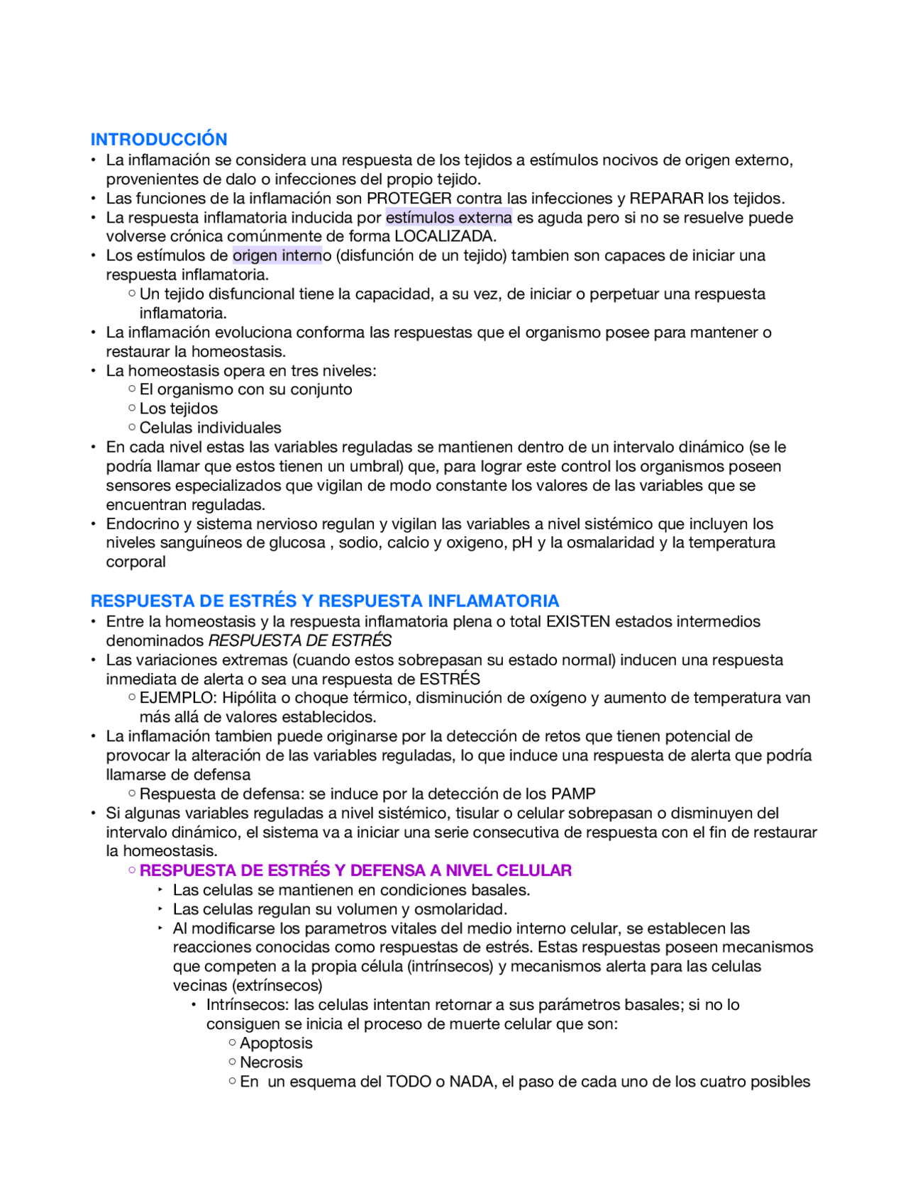 Resumen De InflamaciÓn Resúmenes De Inmunología Docsity