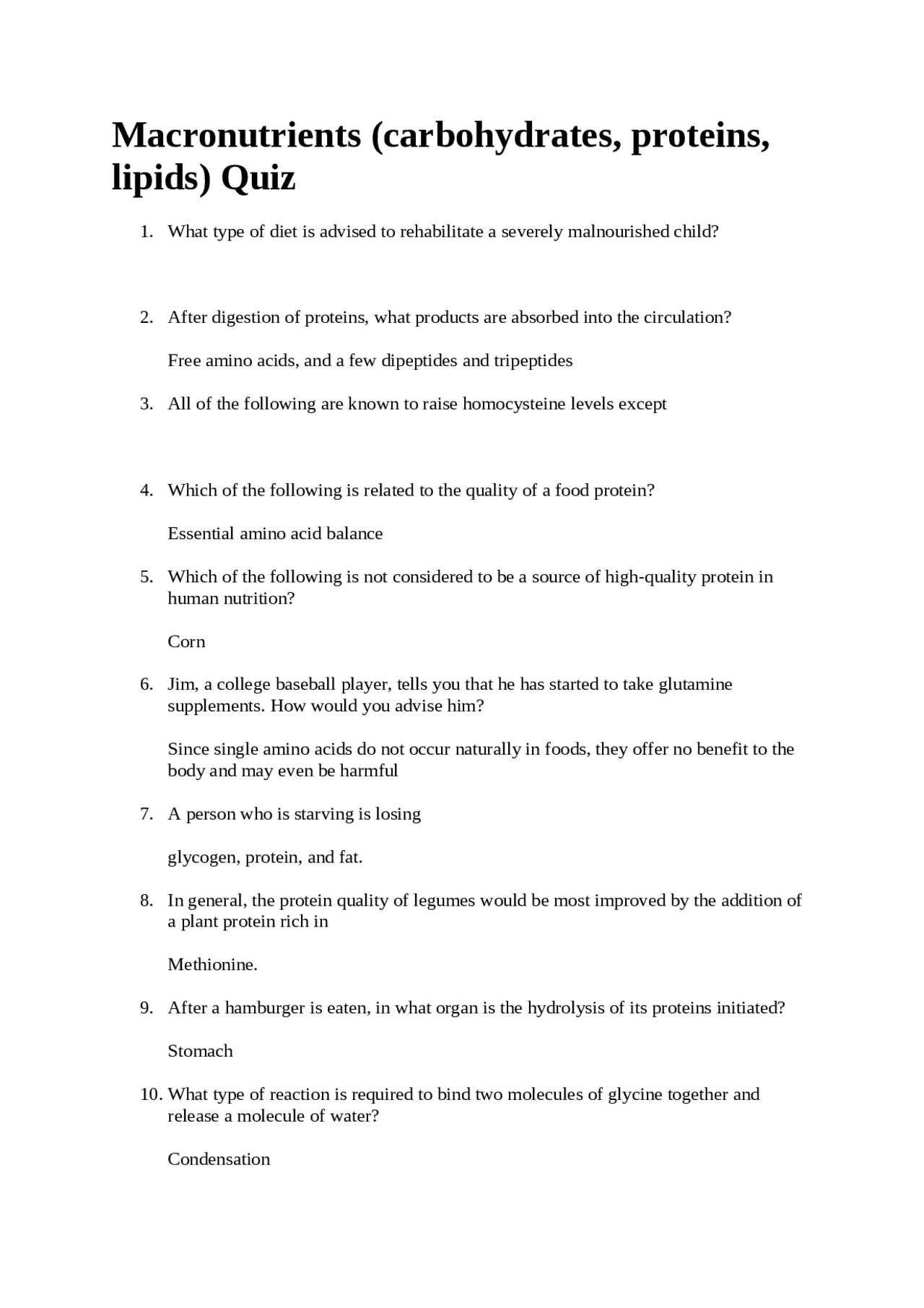 Macronutrients (carbohydrates, proteins, lipids) | Quizzes Nutrition ...