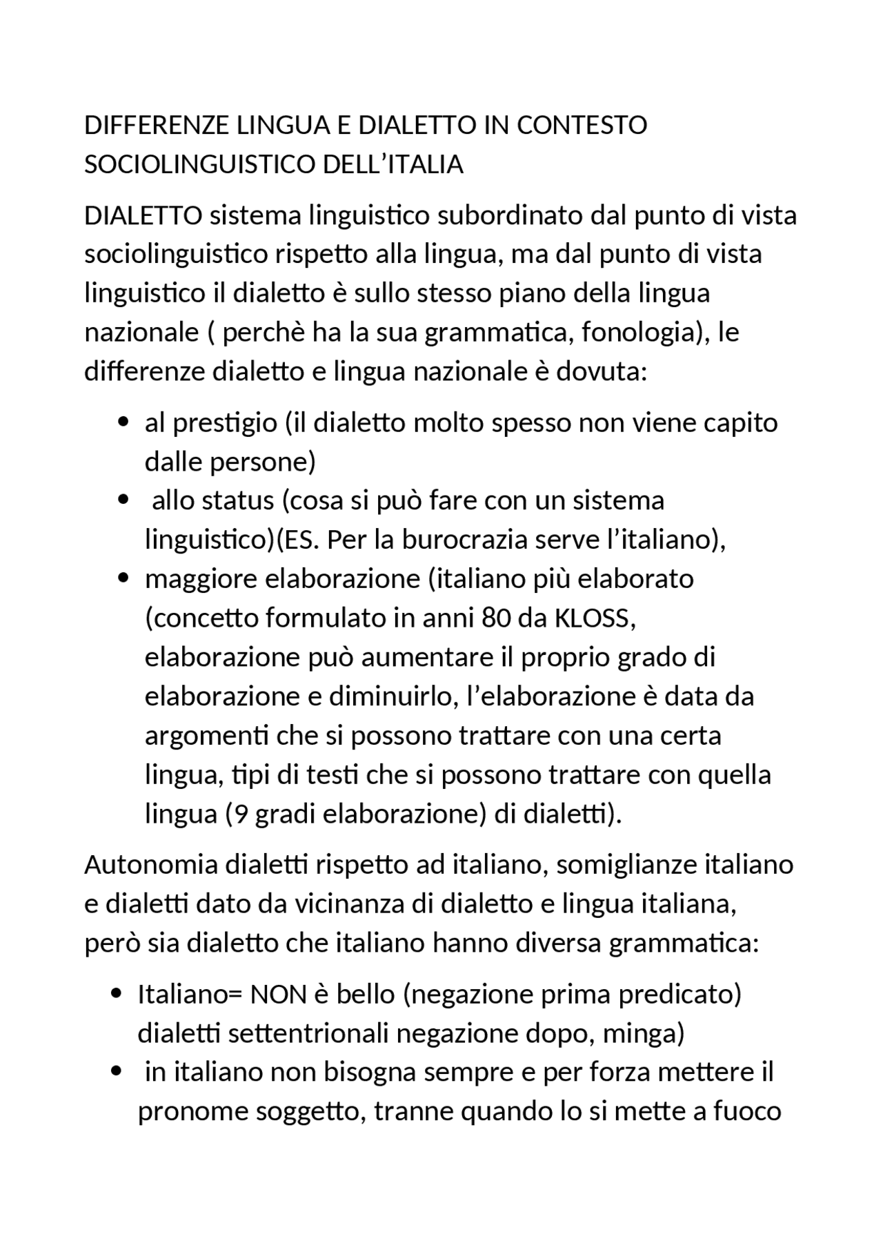 L'uso del dialetto in Italia | Schemi e mappe concettuali di ...
