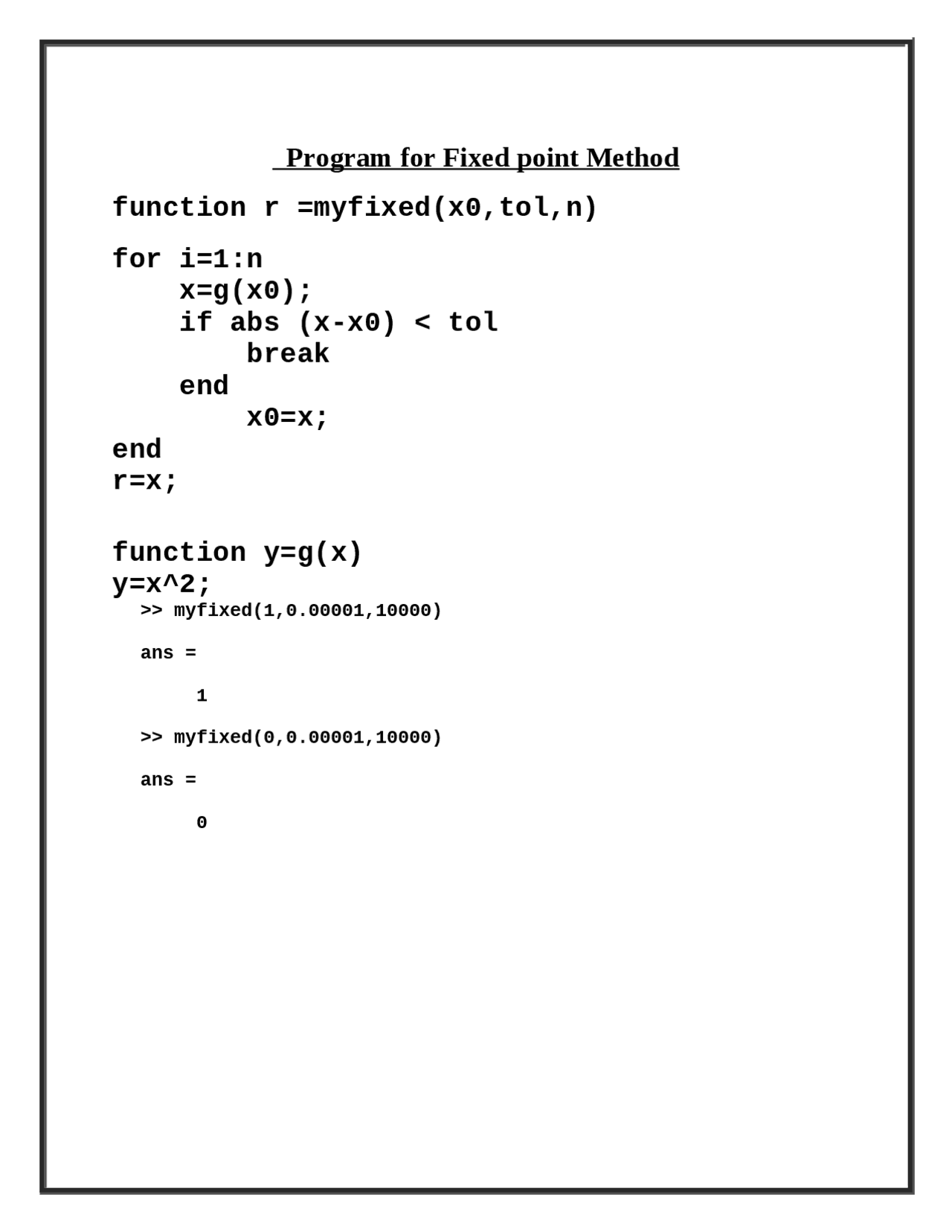 Program For Fixed Point Method Exercises Mathematics Docsity