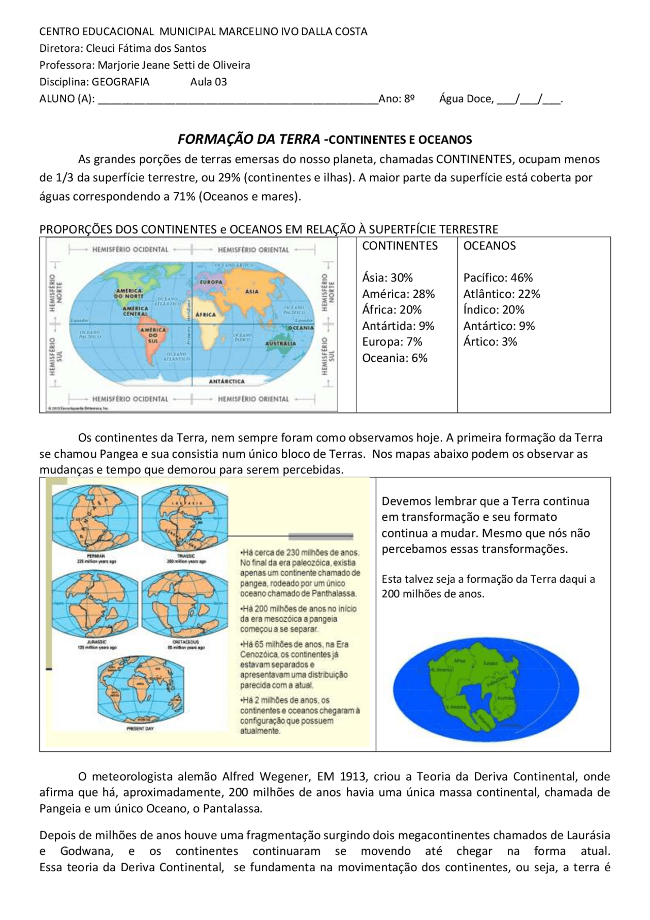 FORMAÇÃO DA TERRA -CONTINENTES E OCEANOS | Notas de aula Geografia ...