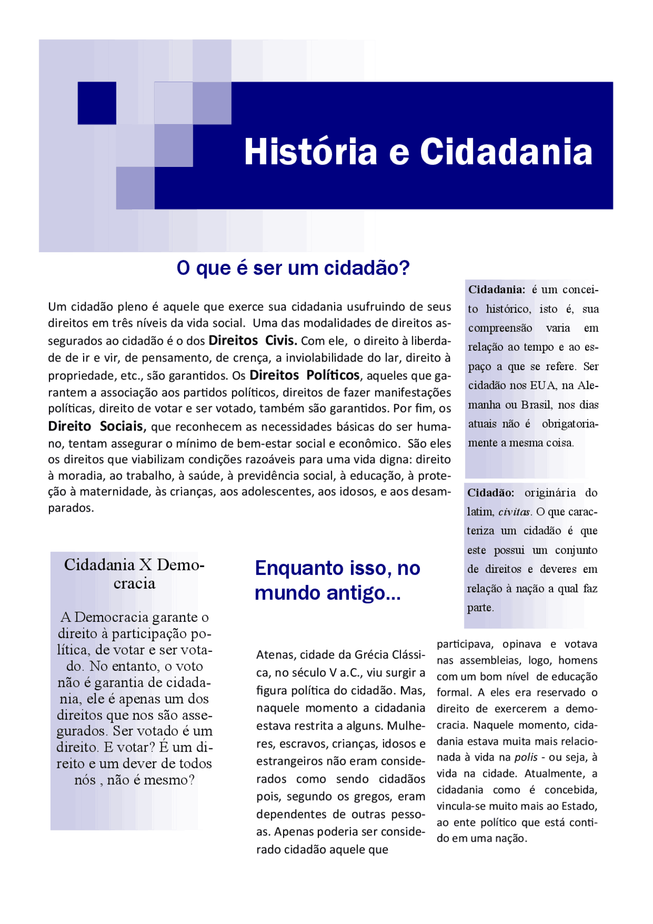 História E Cidadania Slides História Docsity